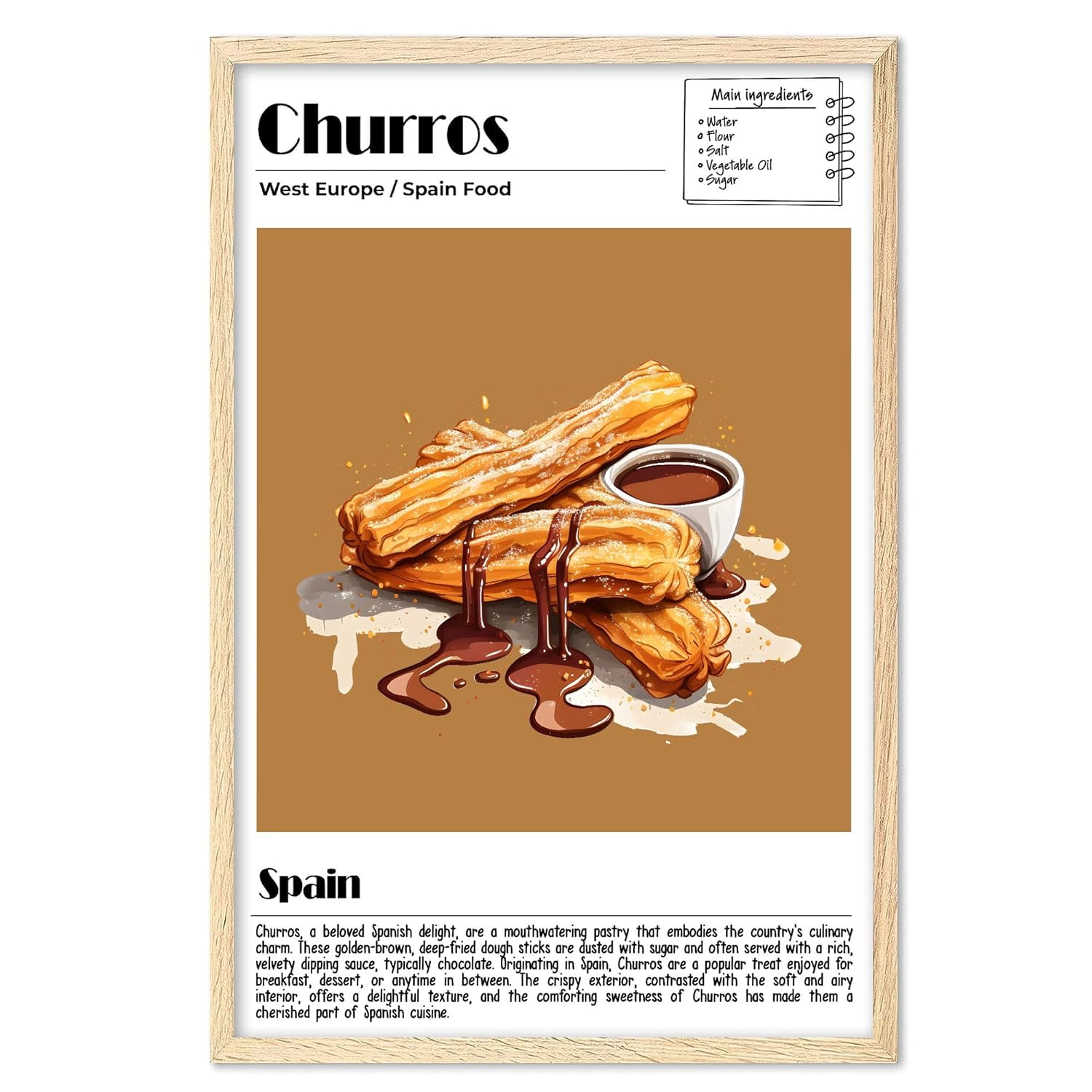 Eastern Print Churros Poster, Food Wall Art, Spain Food Print, Modern ...