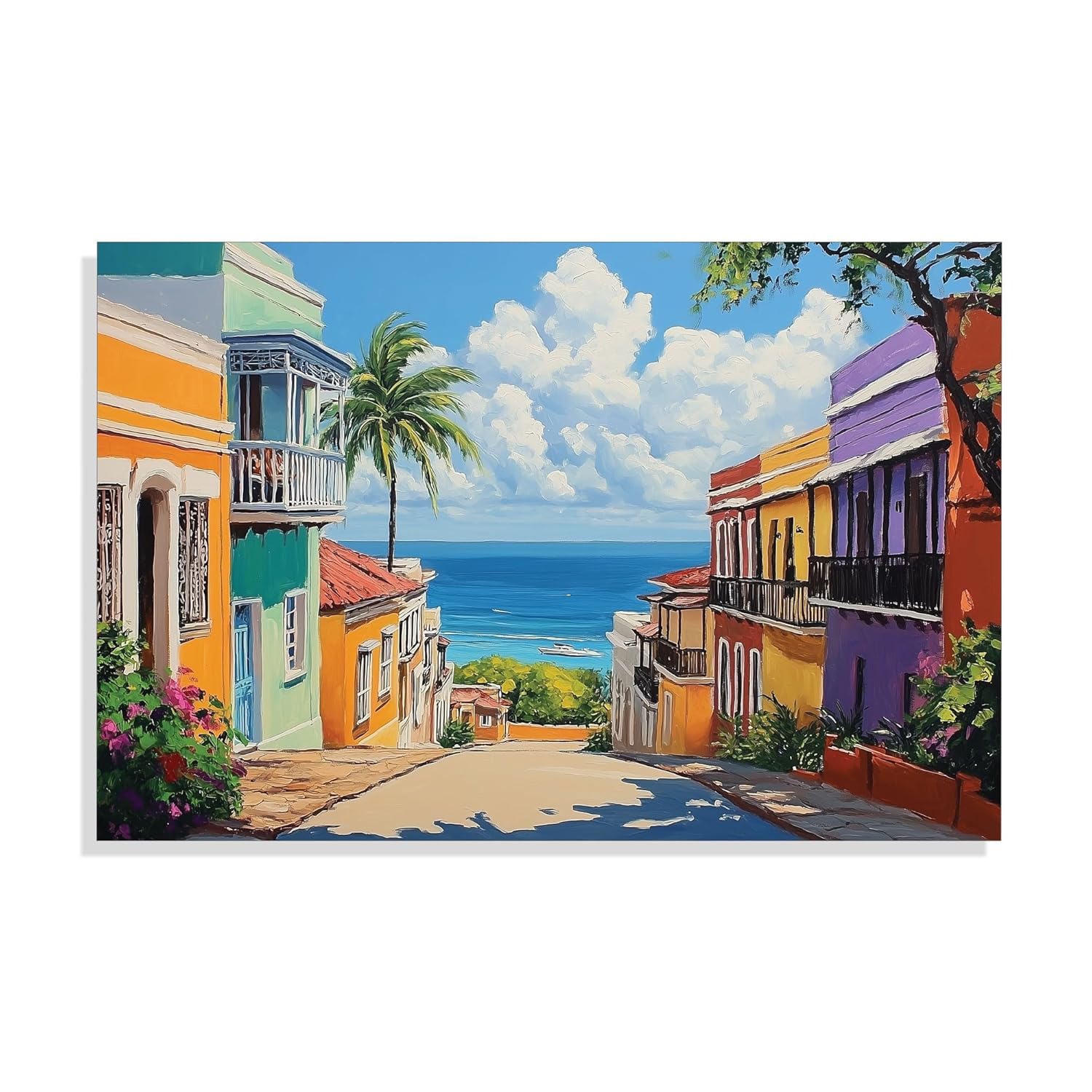 Eastern Print Colorful San Juan Watercolor Wall Art, Puerto Rico Poster ...