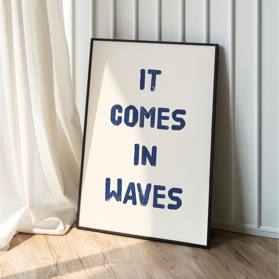 Eastern Print Comes in Waves Poster Blue Coastal Typography Wall Art ...