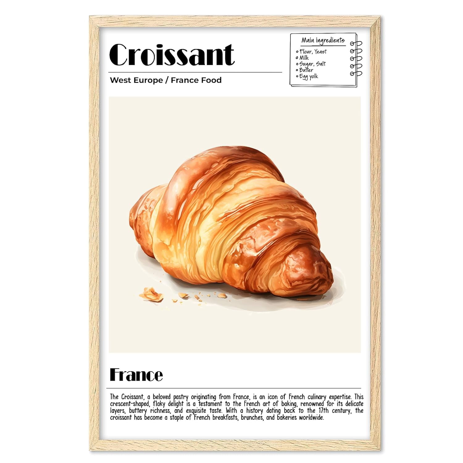 Eastern Print Croissant Poster, Food Wall Art, France Food Print ...