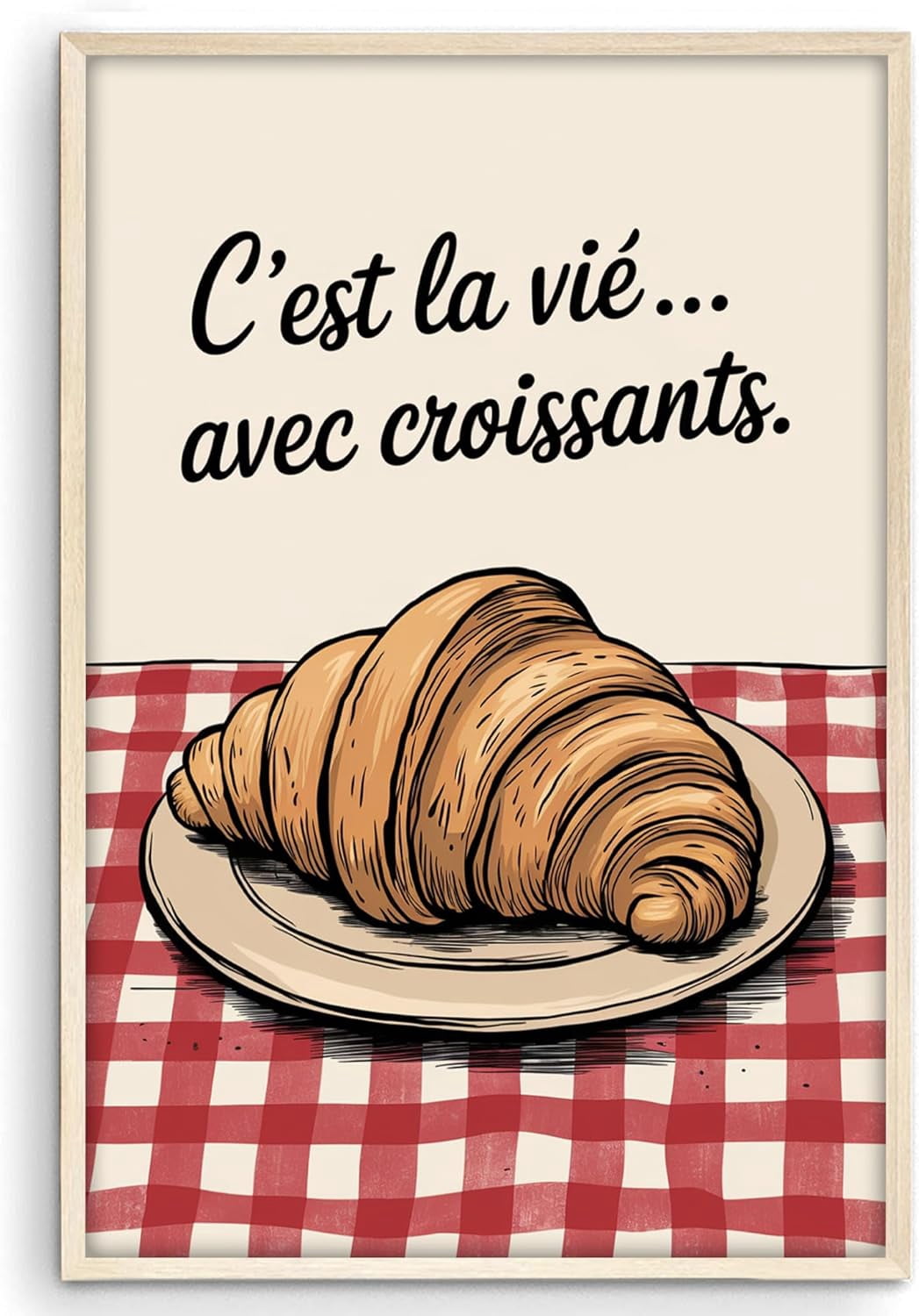 Eastern Print Croissant Toast Design Farmhouse Wall Art, Eclectic Wall ...
