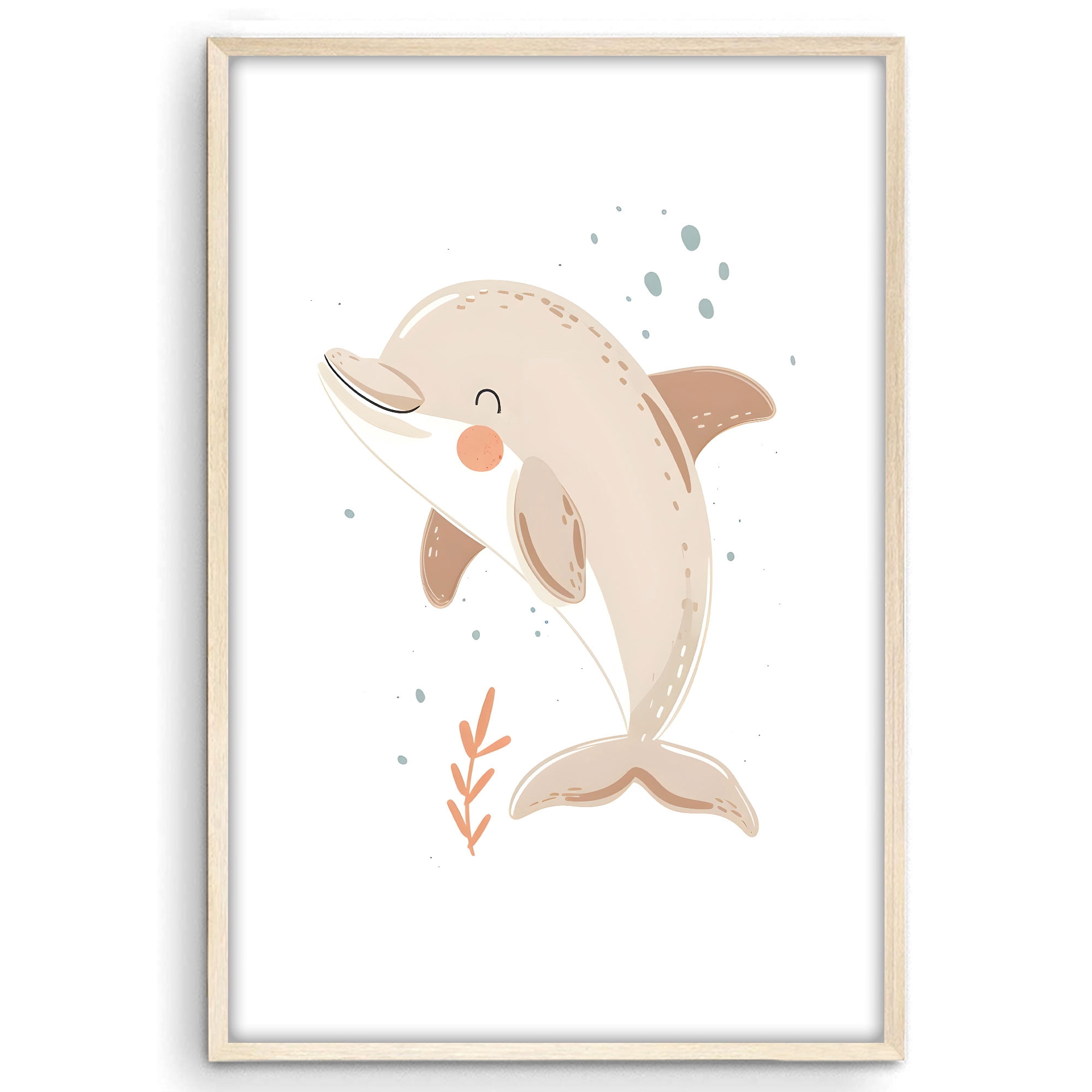 Eastern Print Cute Dolphin Cartoon Safari Nursery Poster Wall Decor ...