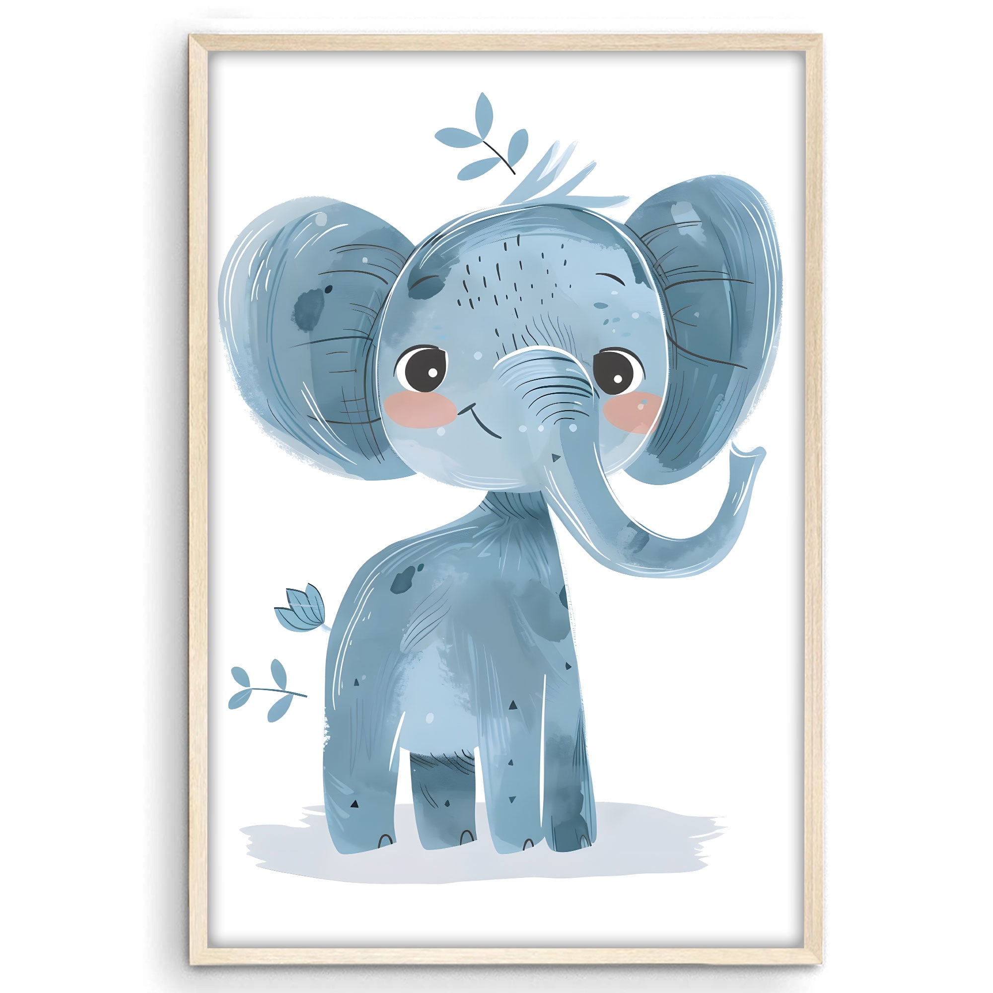 Eastern Print Cute Elephant Cartoon Safari Nursery Poster Wall Decor ...