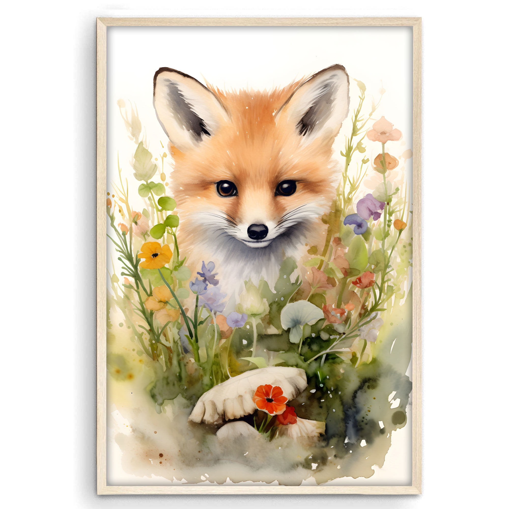 Eastern Print Cute Fox Watercolor Safari Nursery Poster Wall Decor ...