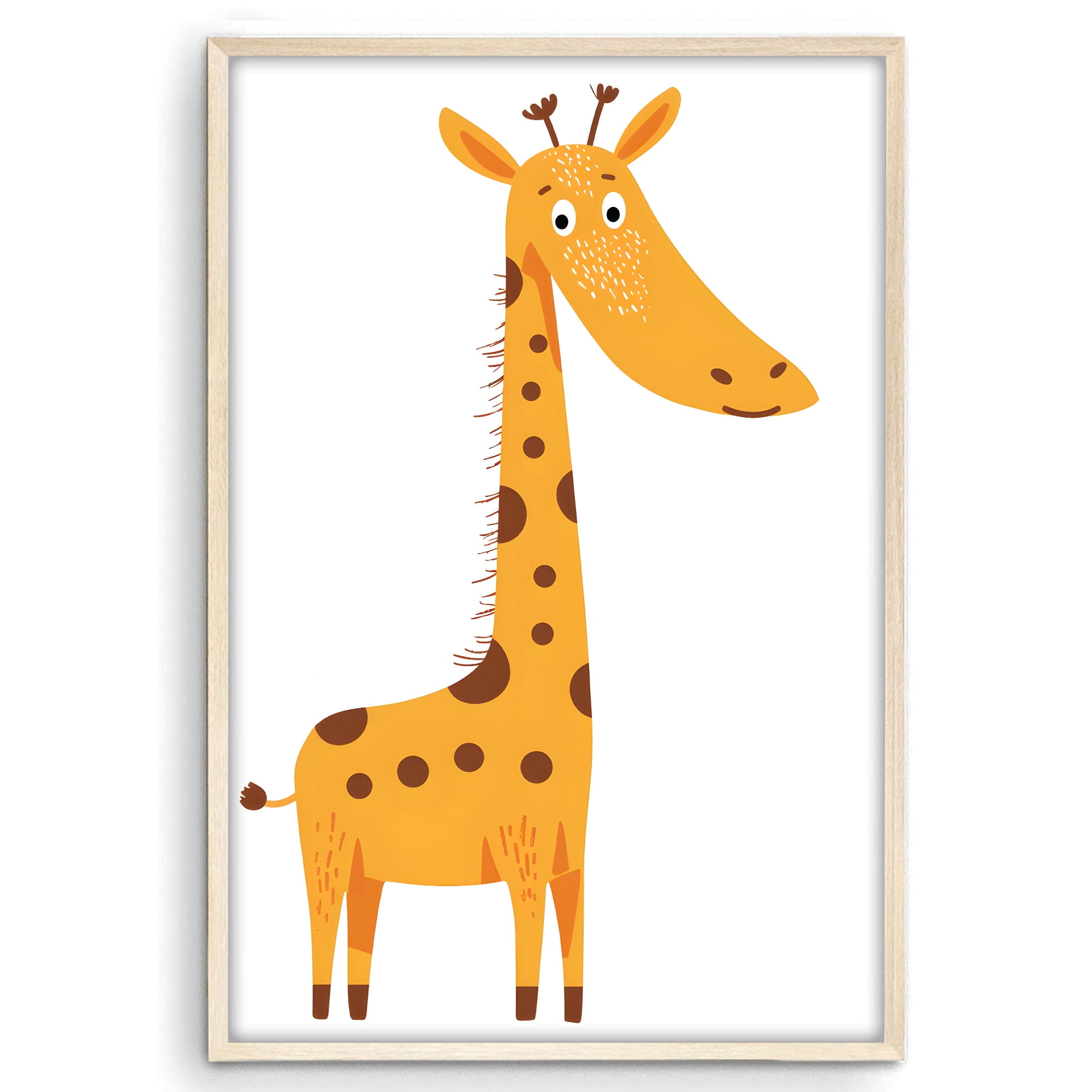 Eastern Print Cute Giraffe Cartoon Safari Nursery Poster Wall Decor ...