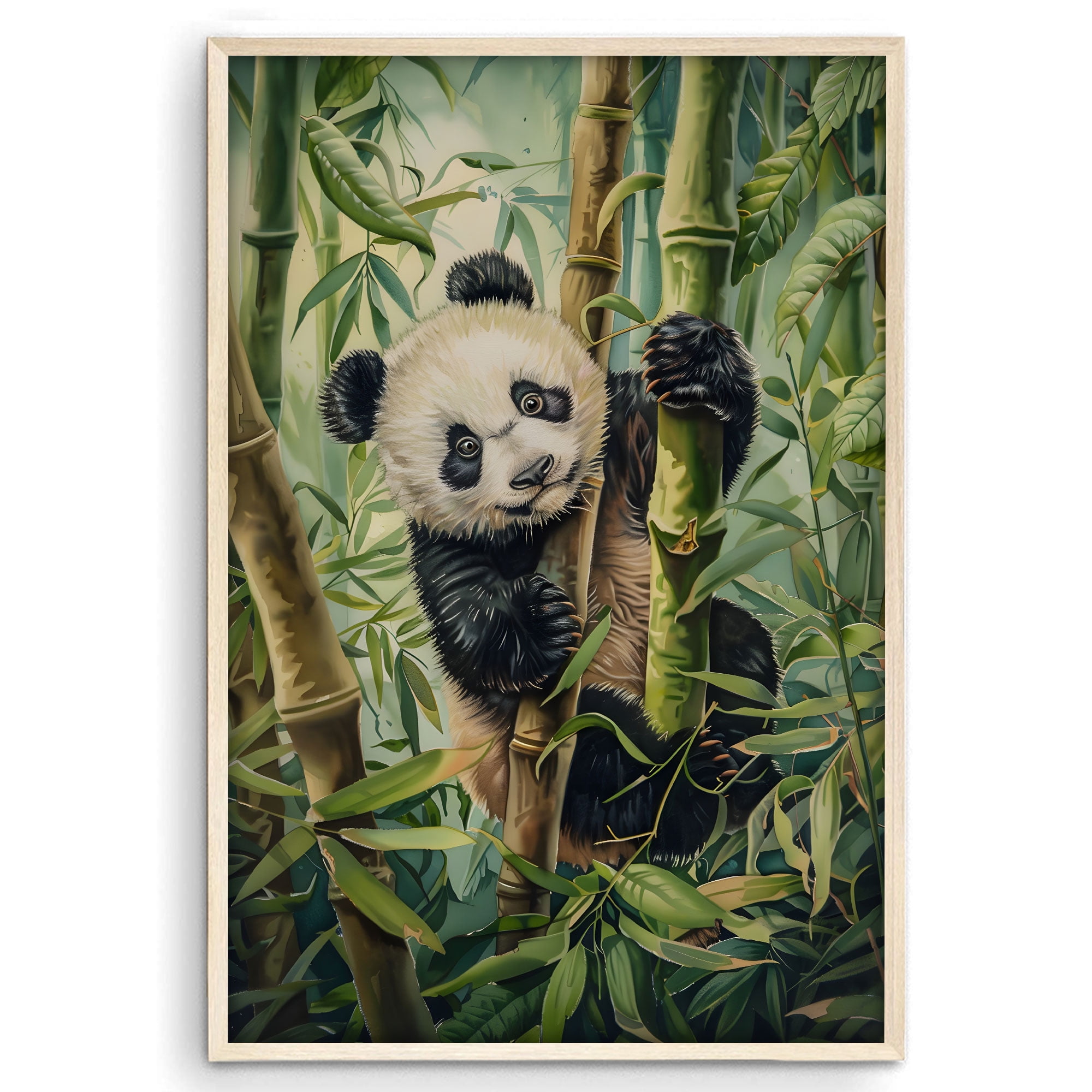 Eastern Print Cute Happy Panda Hanging Safari Nursery Poster Wall Decor ...