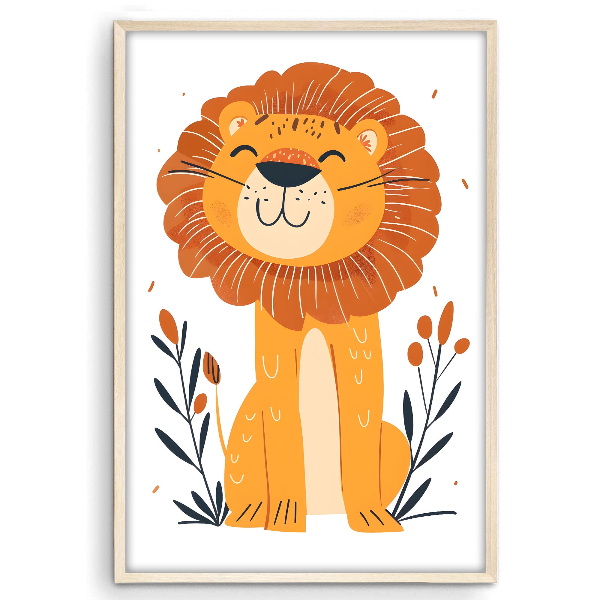 Eastern Print Cute Lion Cartoon Safari Nursery Poster Wall Decor ...