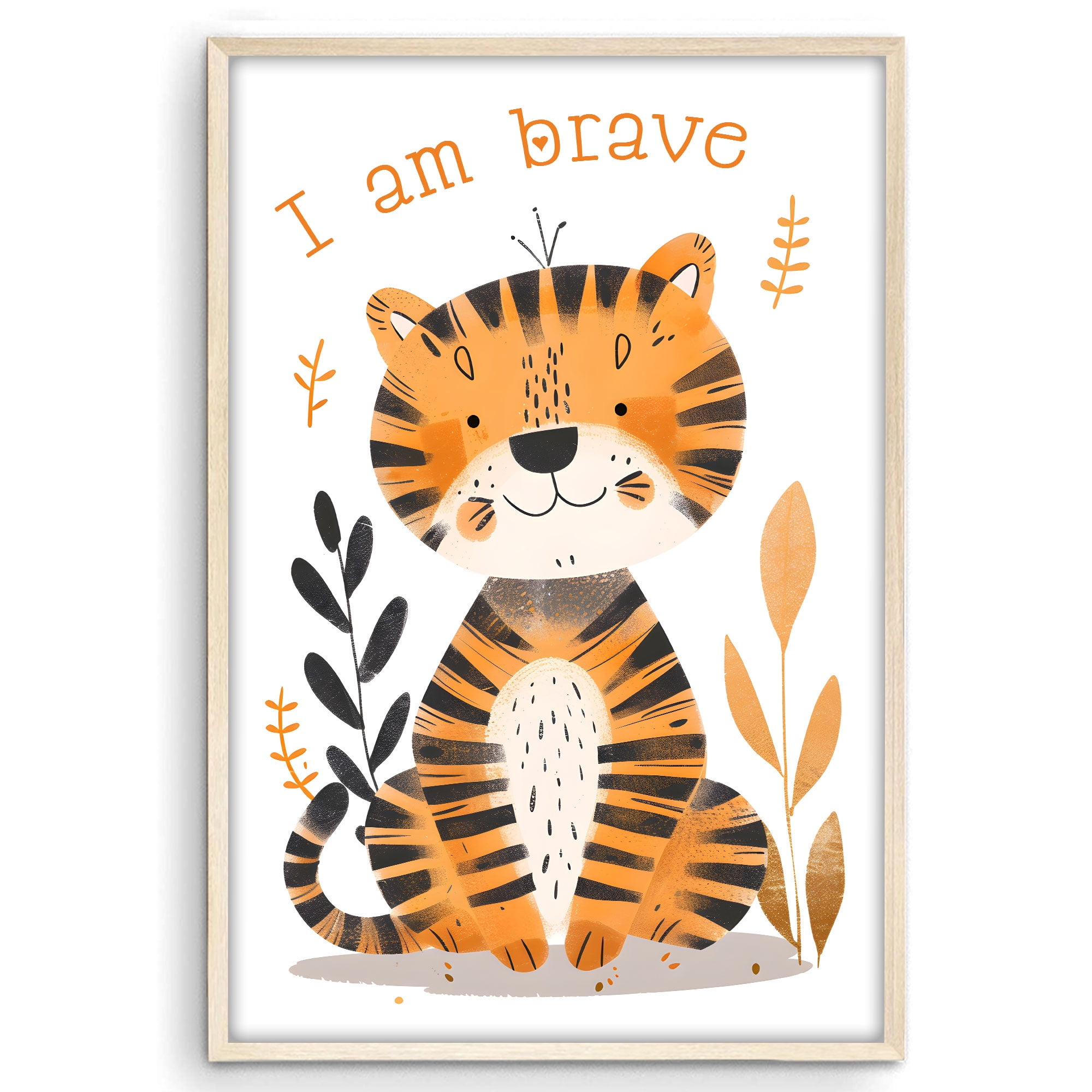 Eastern Print Cute Tiger Cartoon Safari Nursery Poster Wall Decor ...
