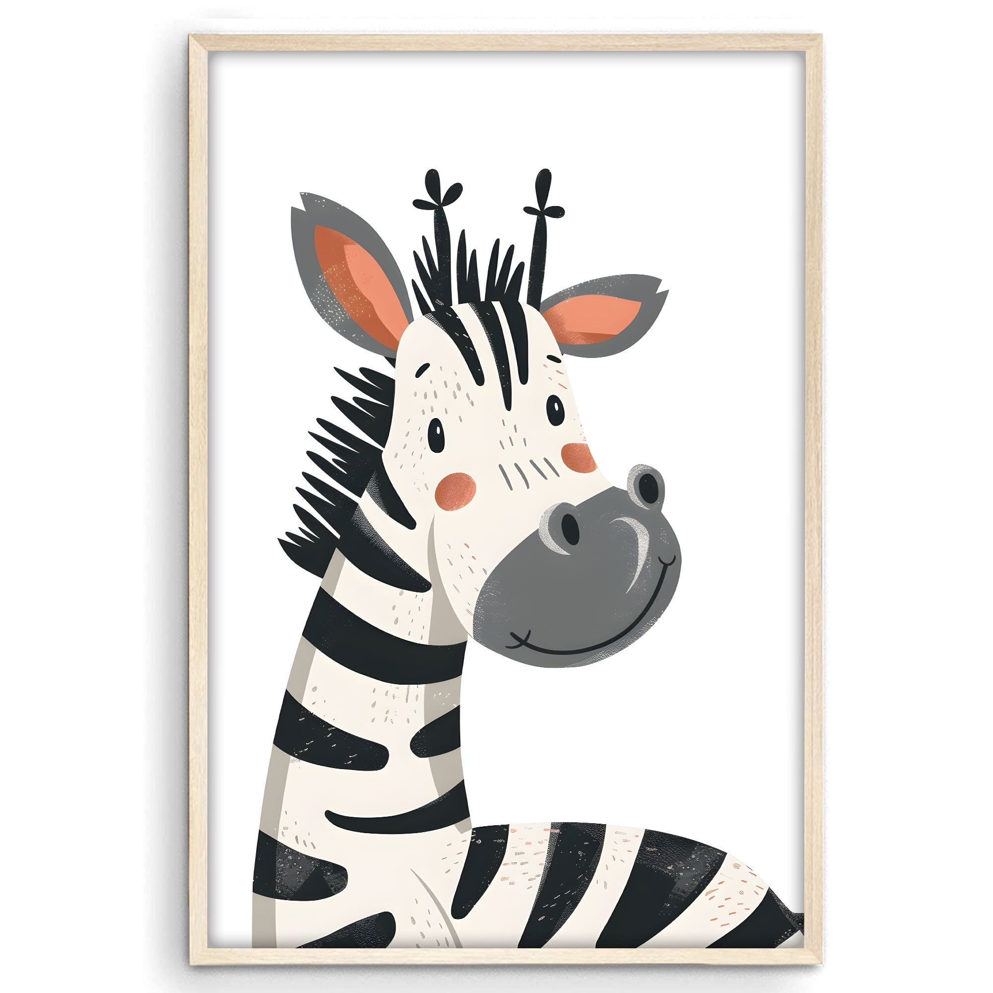 Eastern Print Cute Zebra Cartoon Safari Nursery Poster Wall Decor ...