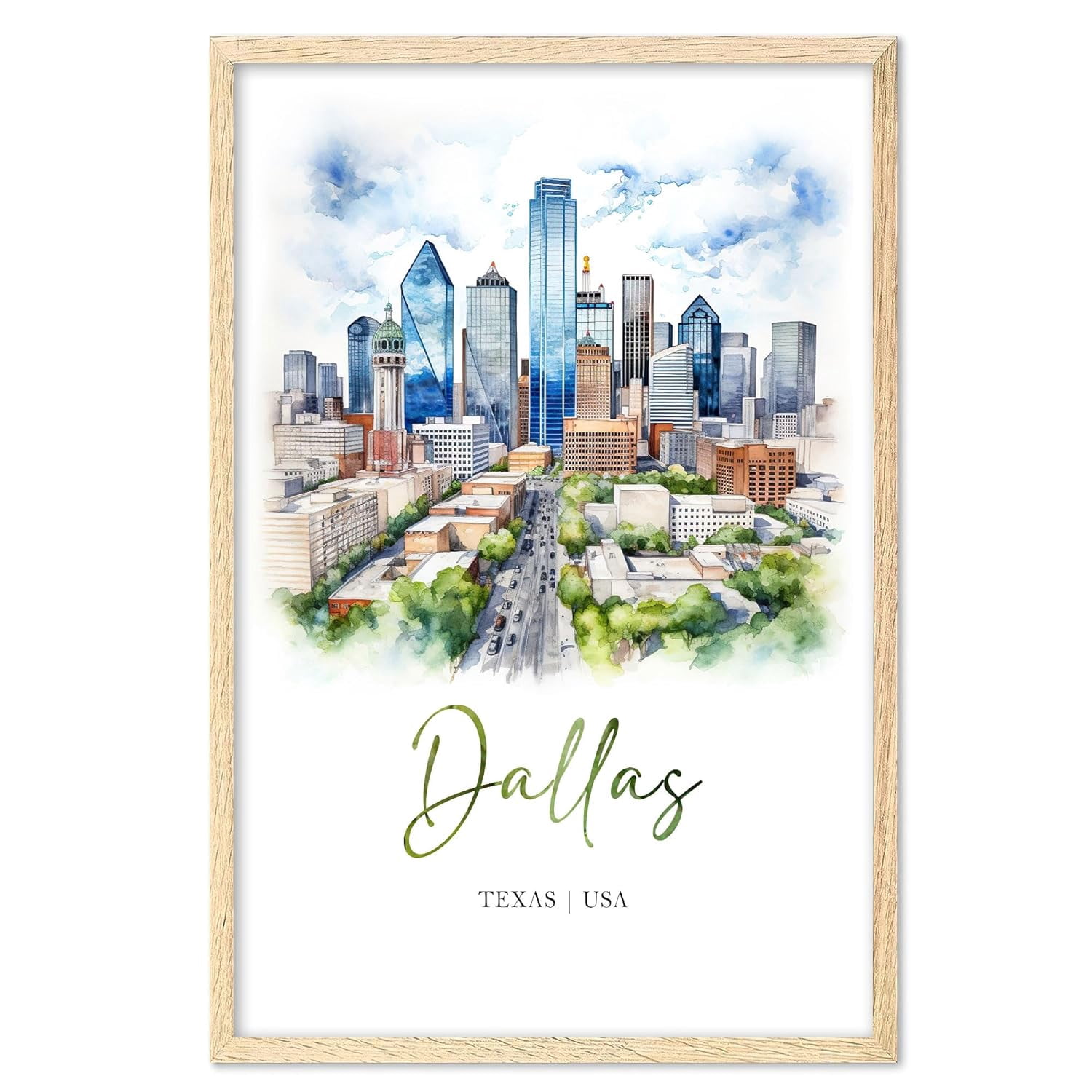 Eastern Print Dallas Poster Art Print, States Landscape Wall Art Decor ...