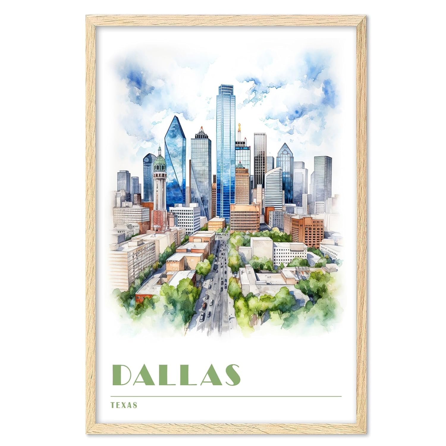 Eastern Print Dallas Wall Art, States Landscape Wall Art Decor, Texas ...