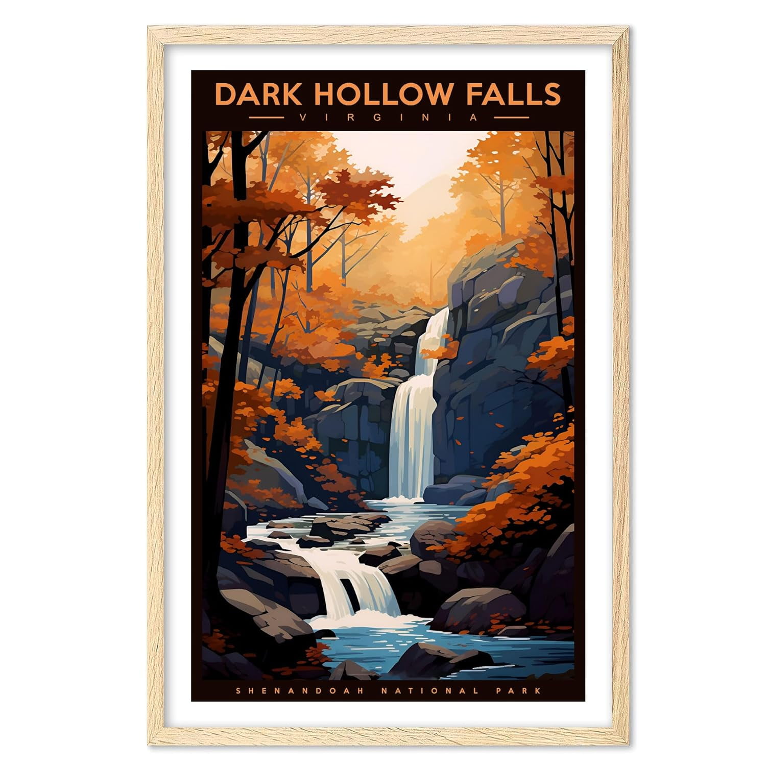 Eastern Print Dark Hollow Falls Poster, Shenandoah National Park Poster ...