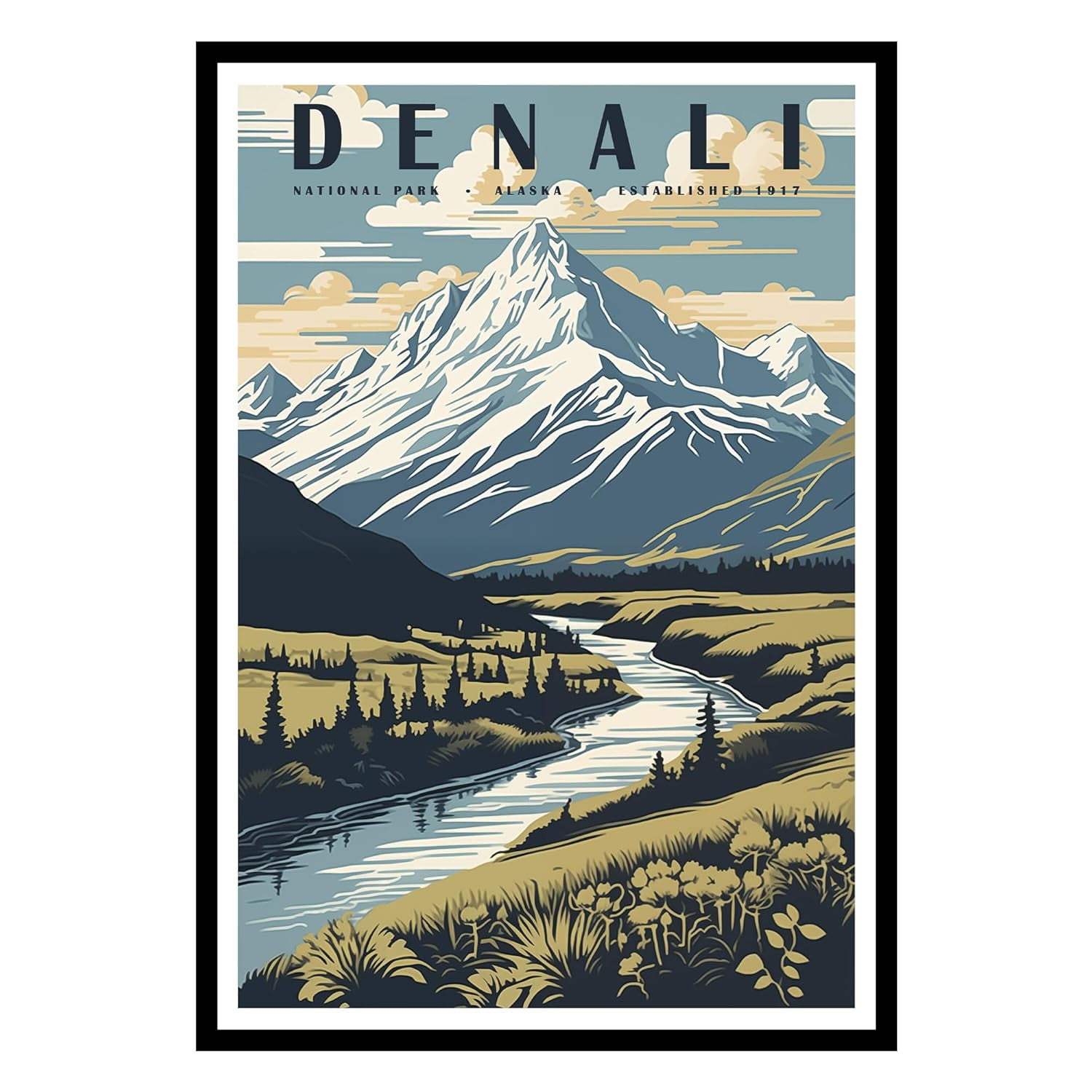 Eastern Print Denali National Park Poster, Denali National Park Wall ...