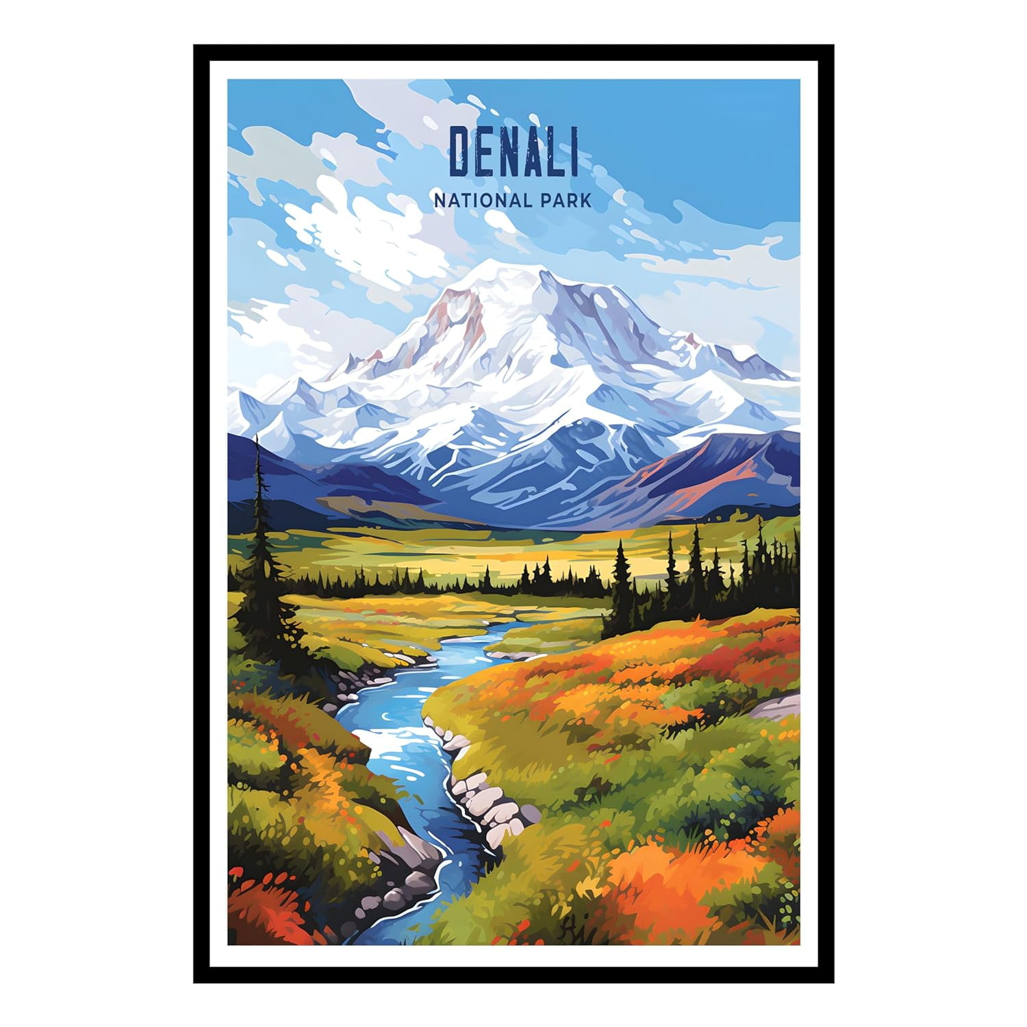 Eastern Print Denali National Park Poster, National Park Wall Art ...
