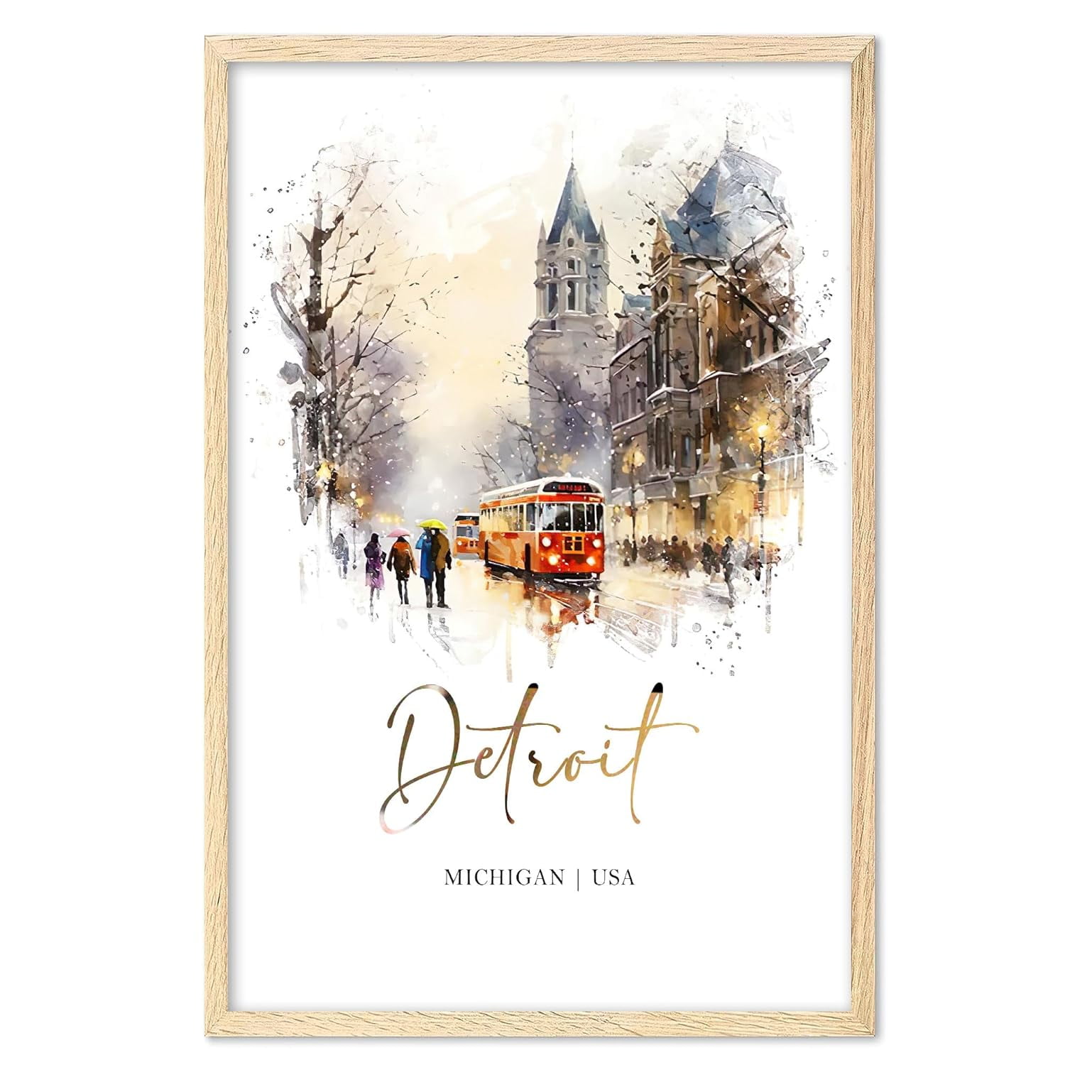 Eastern Print Detroit Poster Art Print, States Landscape Wall Art Decor ...