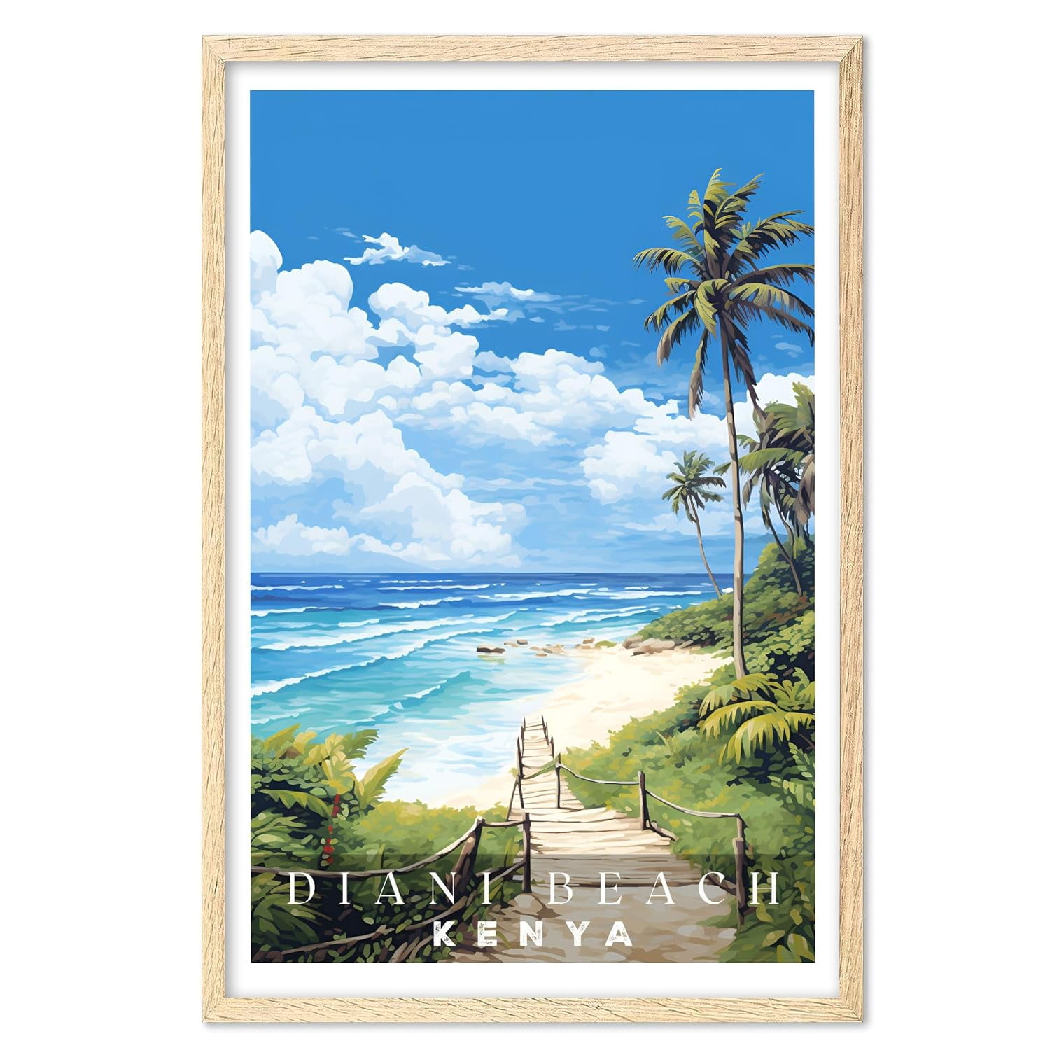 Eastern Print Diani Beach Poster, Beautiful Beach Prints, Vintage ...