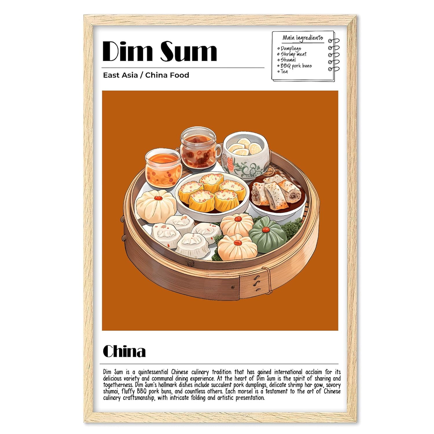 Eastern Print Dim Sum Poster, Food Wall Art, Chinese Food Print, Modern ...