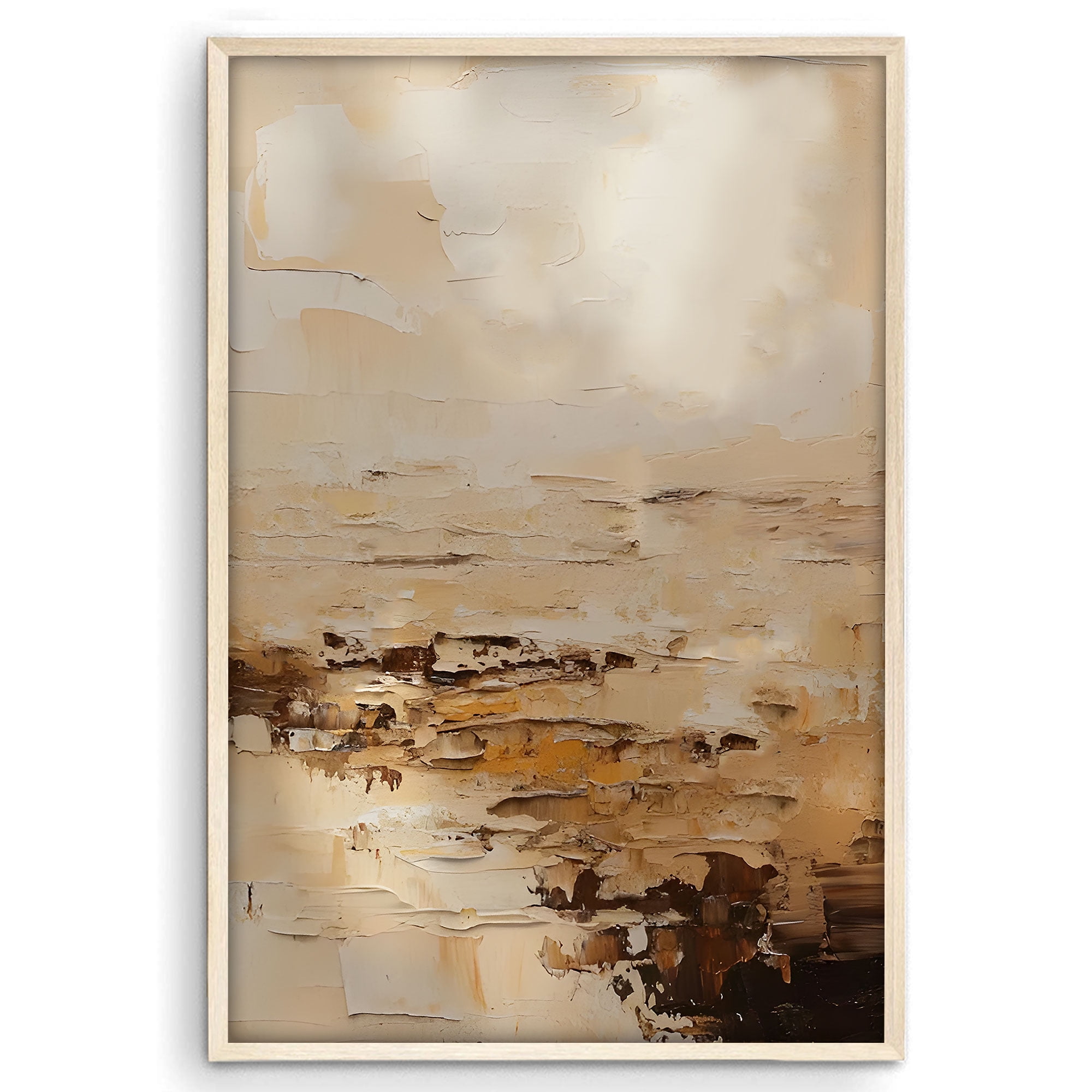 Eastern Print Earth Tone Abstract Art - Neutral Rustic Landscape Wall ...