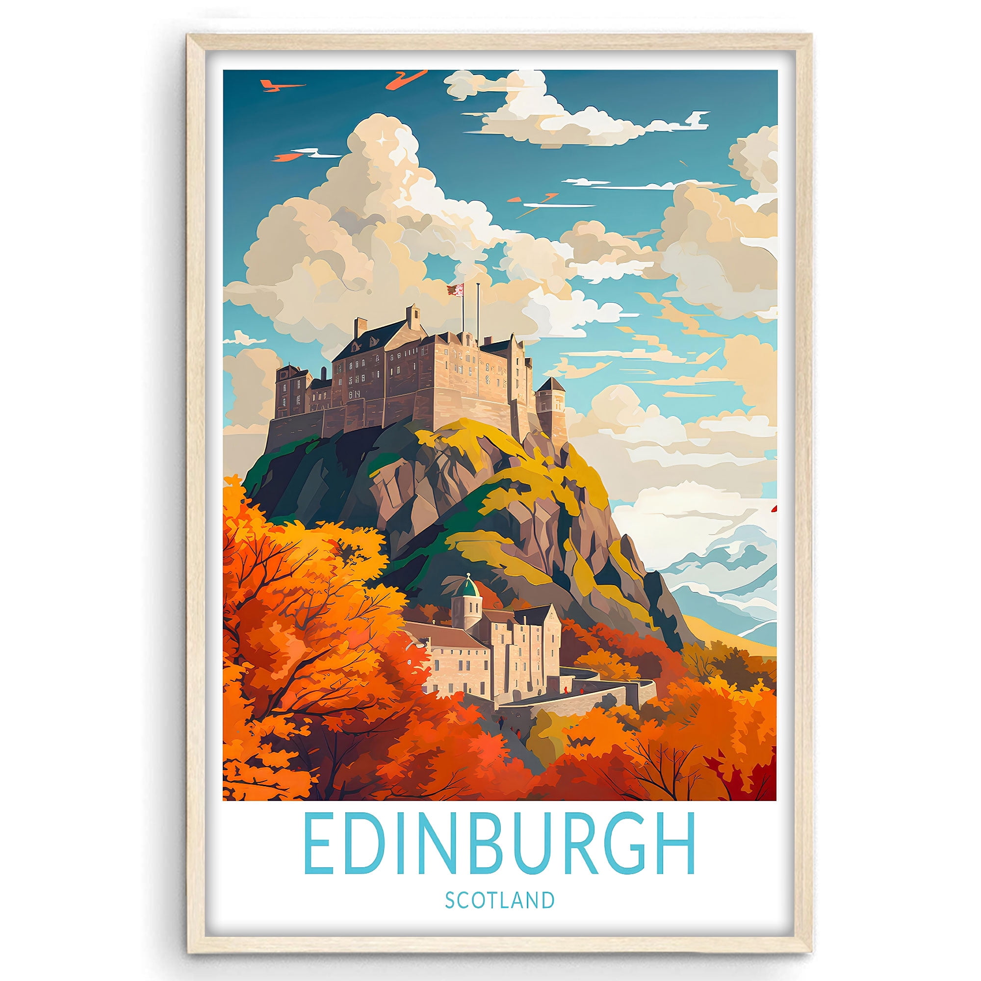 Eastern Print Edinburgh Scotland Travel Poster - Historic Castle Wall ...