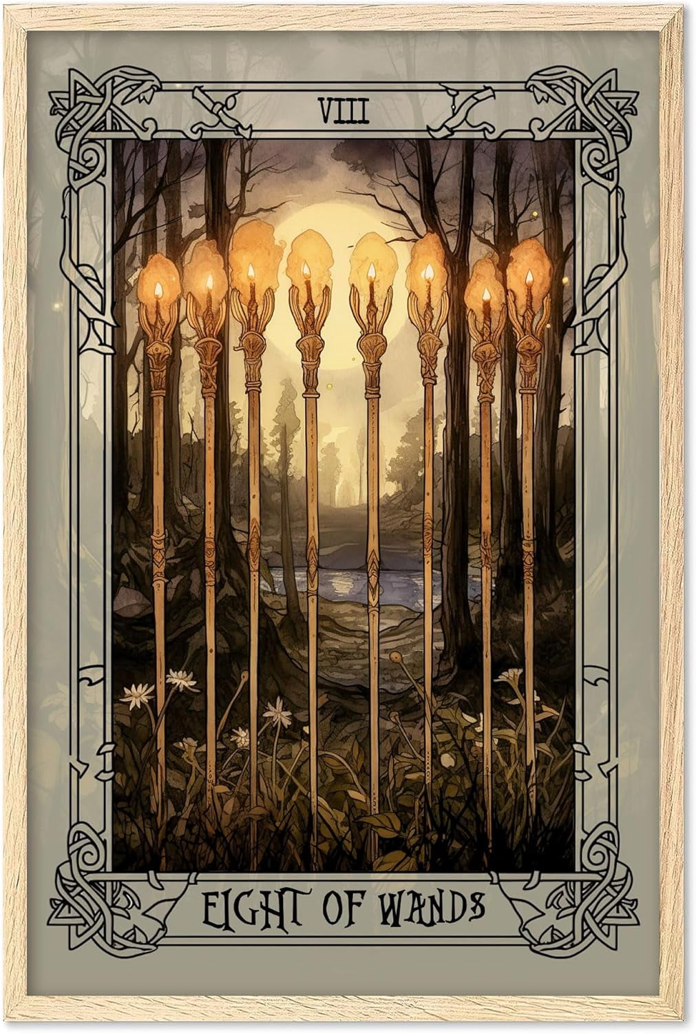 Eastern Print Eight of Wands Tarot Poster, Celestial Wall Prints ...
