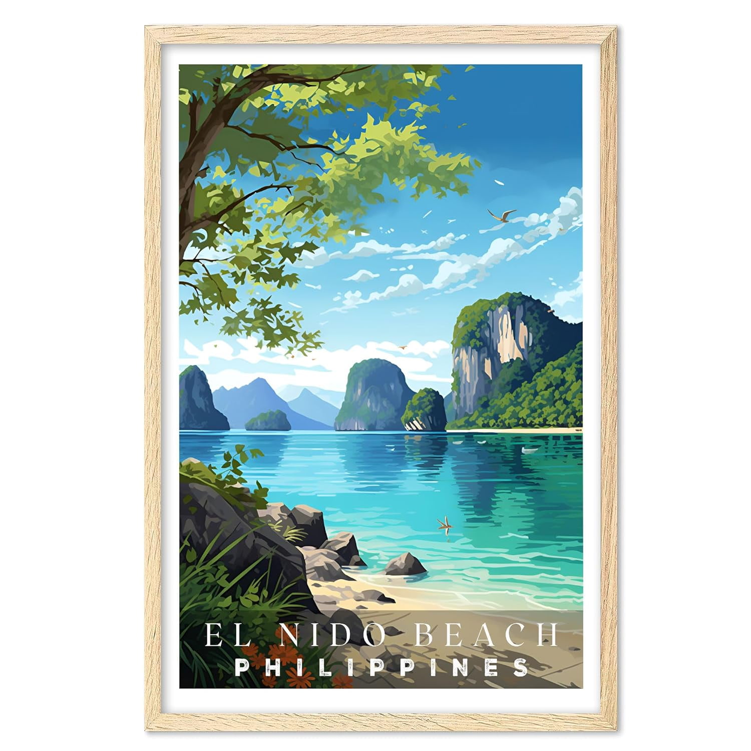 Eastern Print El Nido Beach Poster, Beautiful Beach Prints, Vintage ...