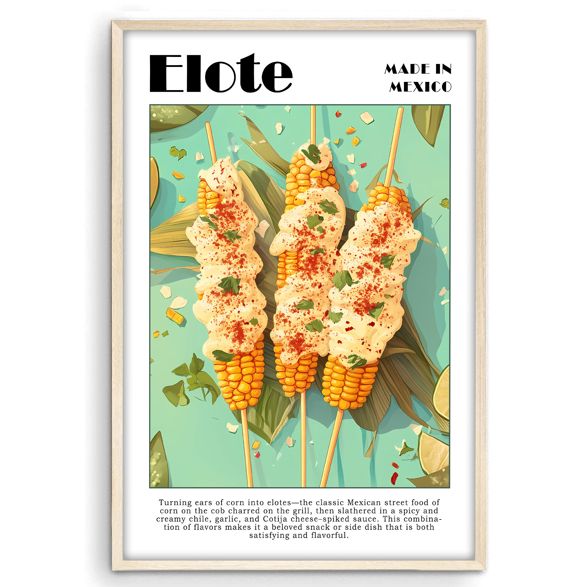 Eastern Print Elote Poster, Modern Kitchen Decoration, Mexican Cuisine ...