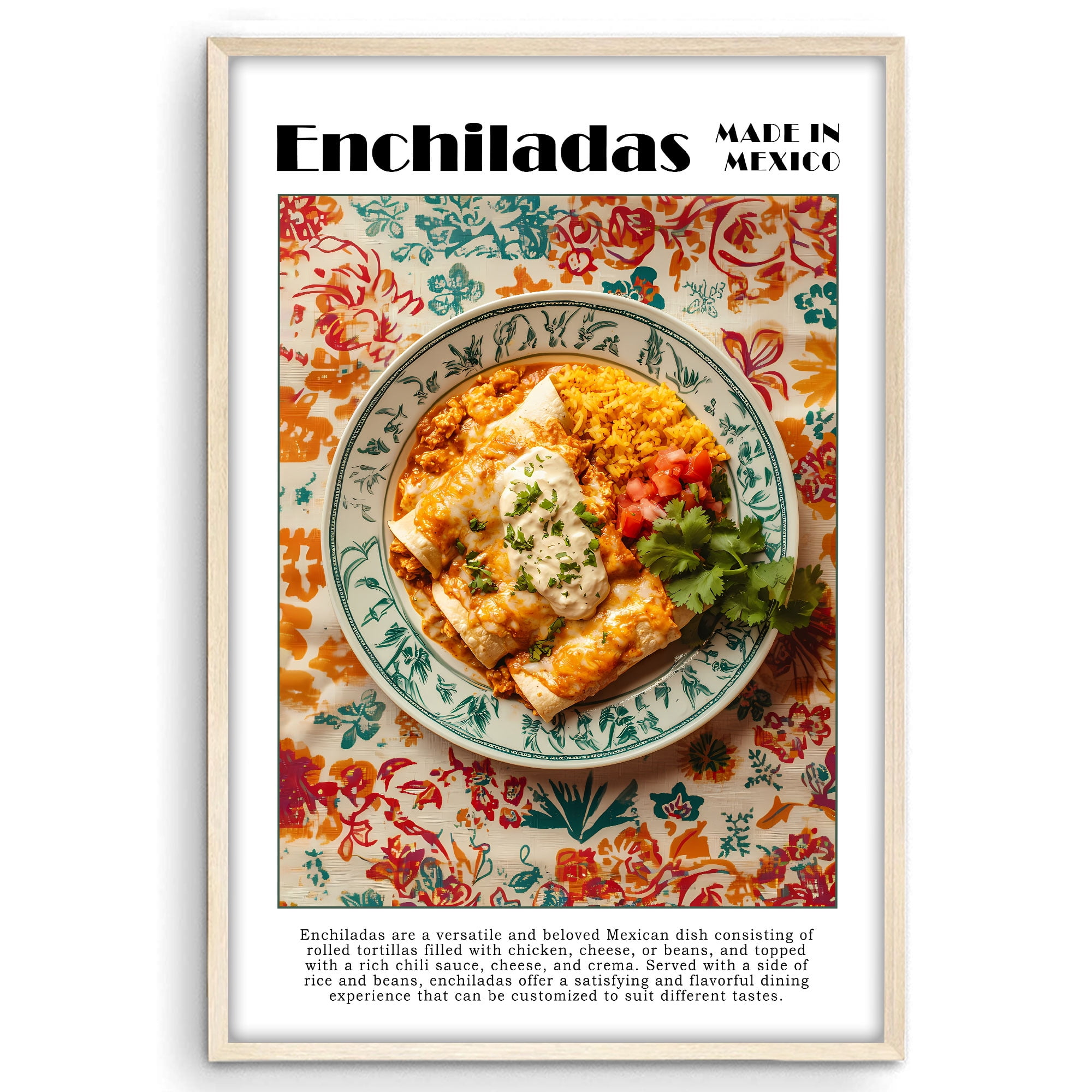 Eastern Print Enchiladas Poster, Mexican Cuisine Wall Art, Modern ...