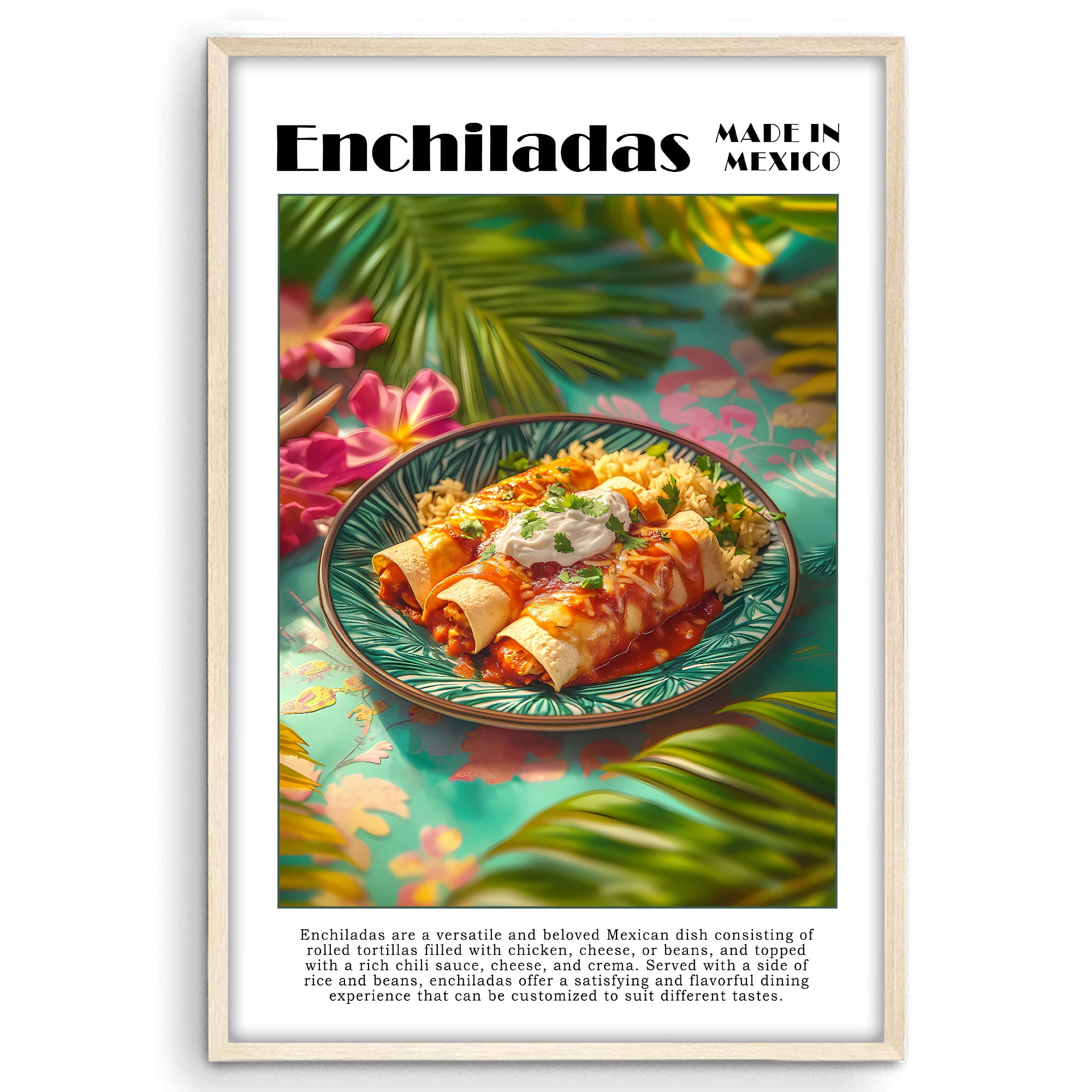 Eastern Print Enchiladas Poster, Mexican Cuisine Wall Art, Modern ...