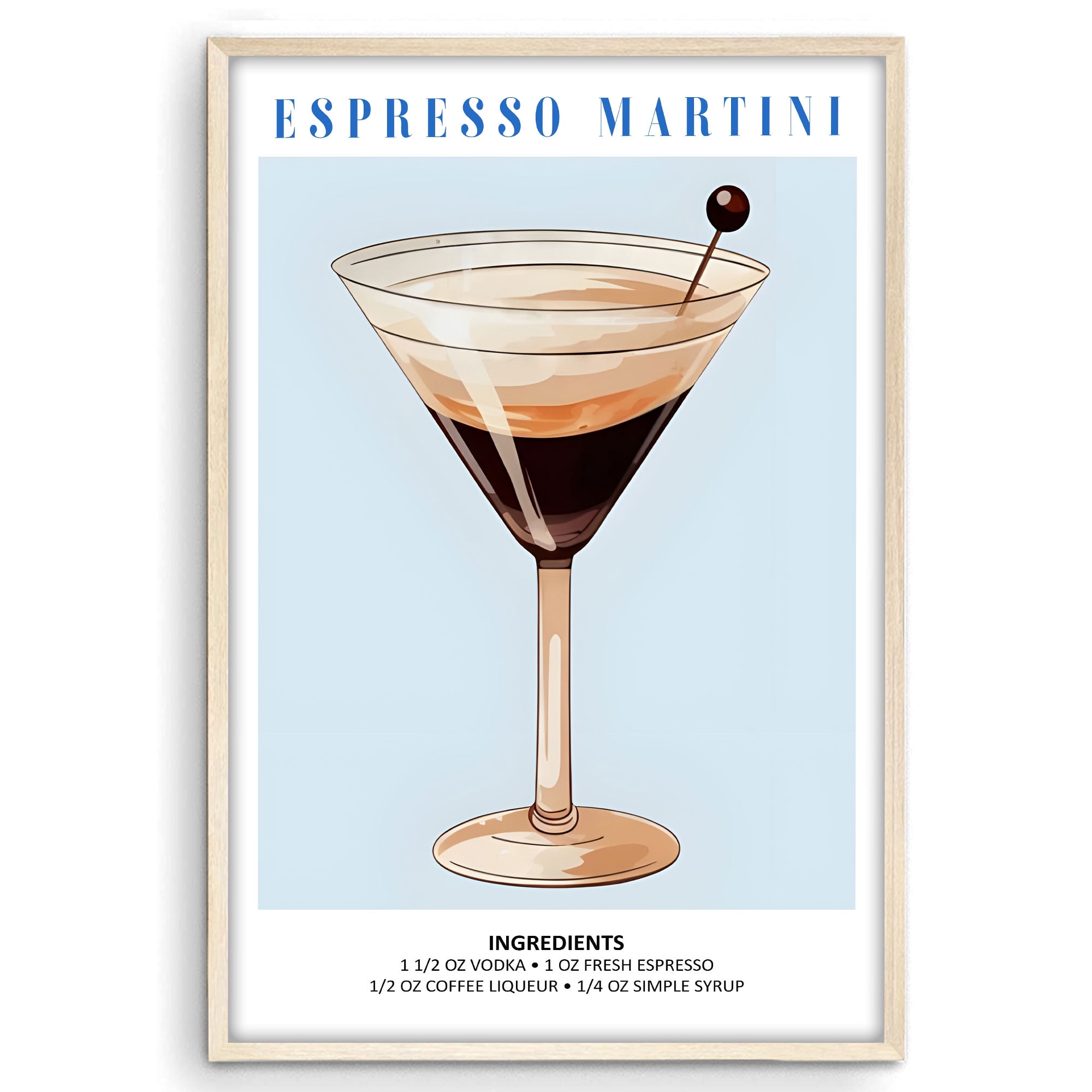 Eastern Print Espresso Martini Cocktail Poster Wall Art, Bar Cart ...