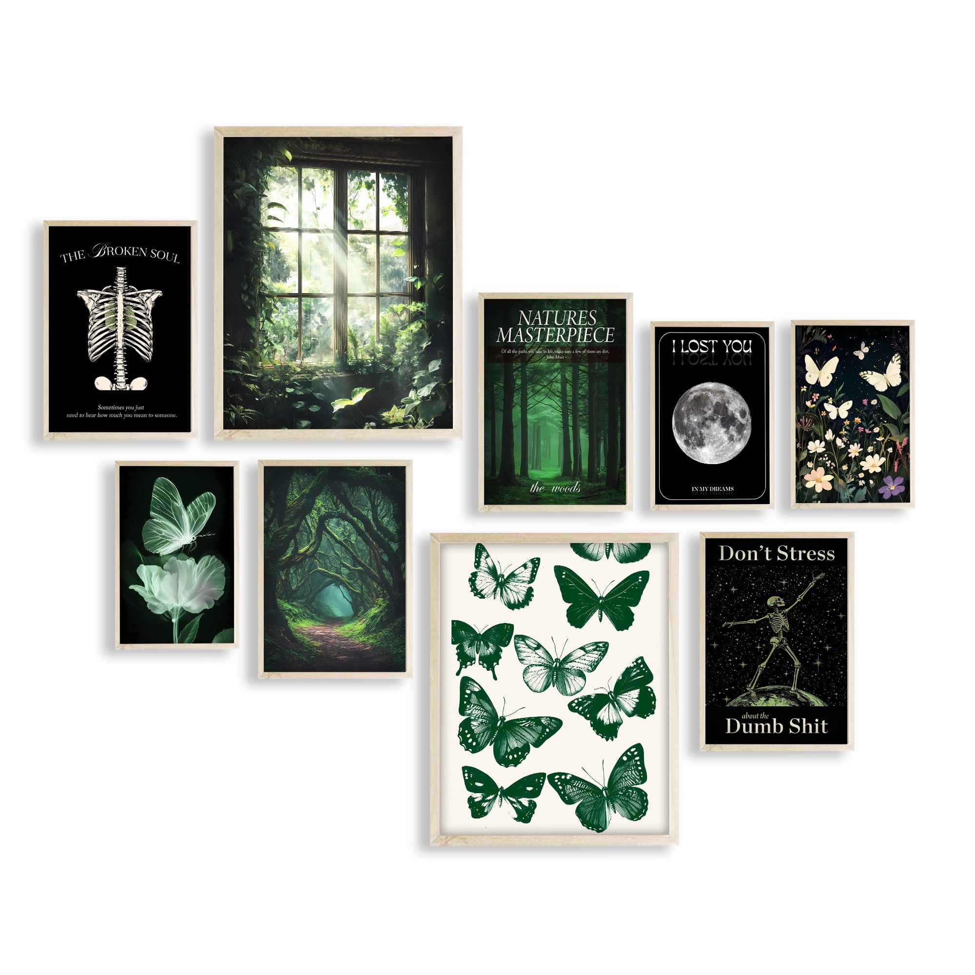 Eastern Print Fairycore Wall Art, Set Of 9 Pcs Unframed Posters ...