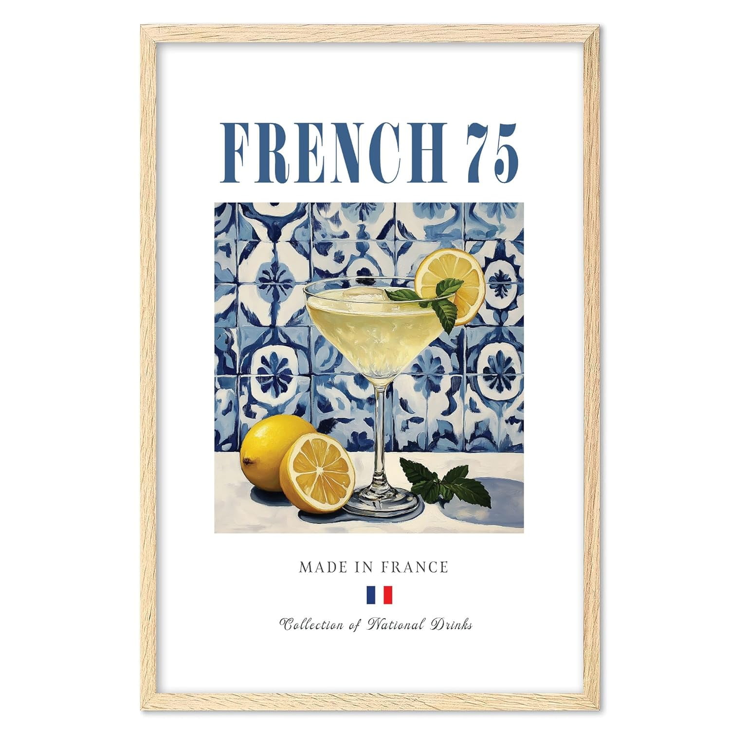 Eastern Print French 75 In Tile Art Print, Cocktail Drink Posters ...