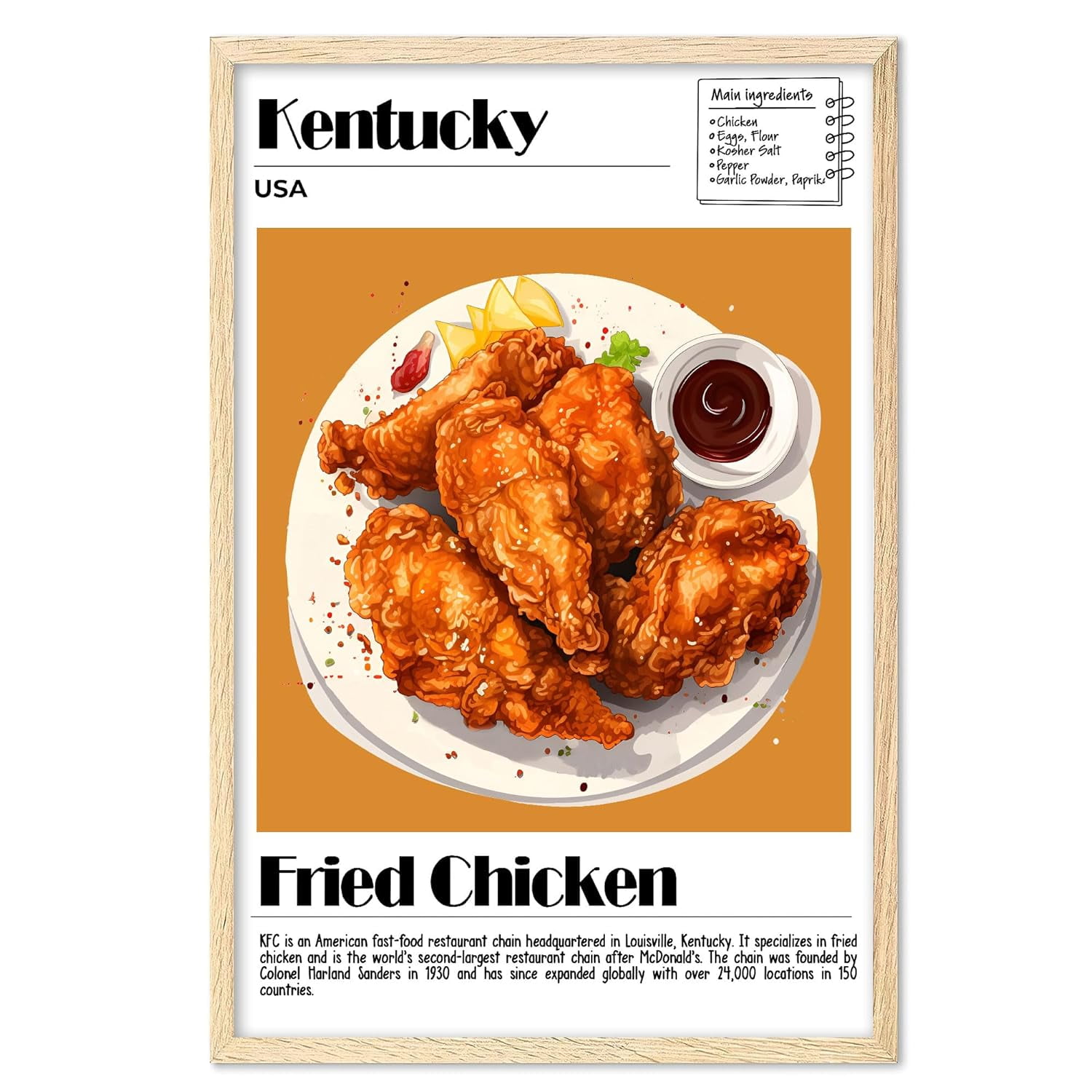 Eastern Print Fried Chicken Poster, Food Wall Art, USA Food Print ...
