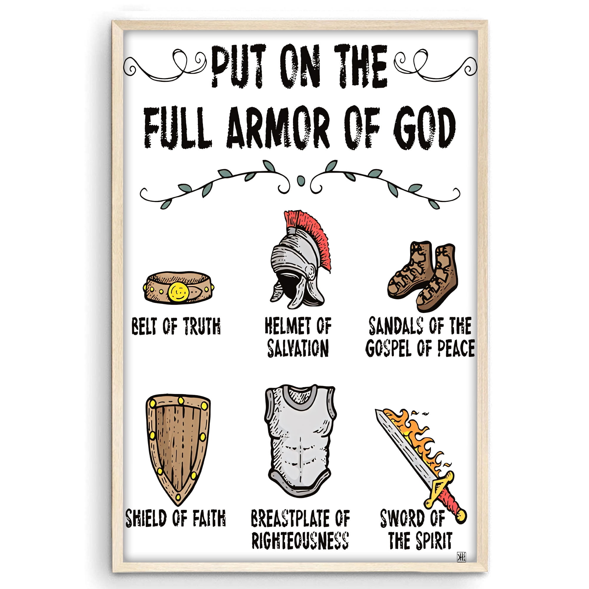 Eastern Print Full Armor of God Art - Ephesians Scripture Christian ...