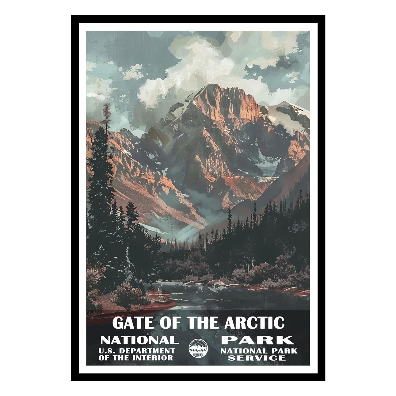 Eastern Print Gate Of The Arctic National Park Painting, National Park Wall Art, Vintage Travel ...