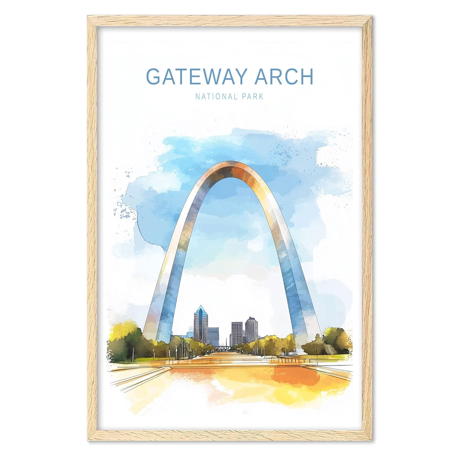 Eastern Print Gateway Arch National Park Watercolor Art Print, National ...