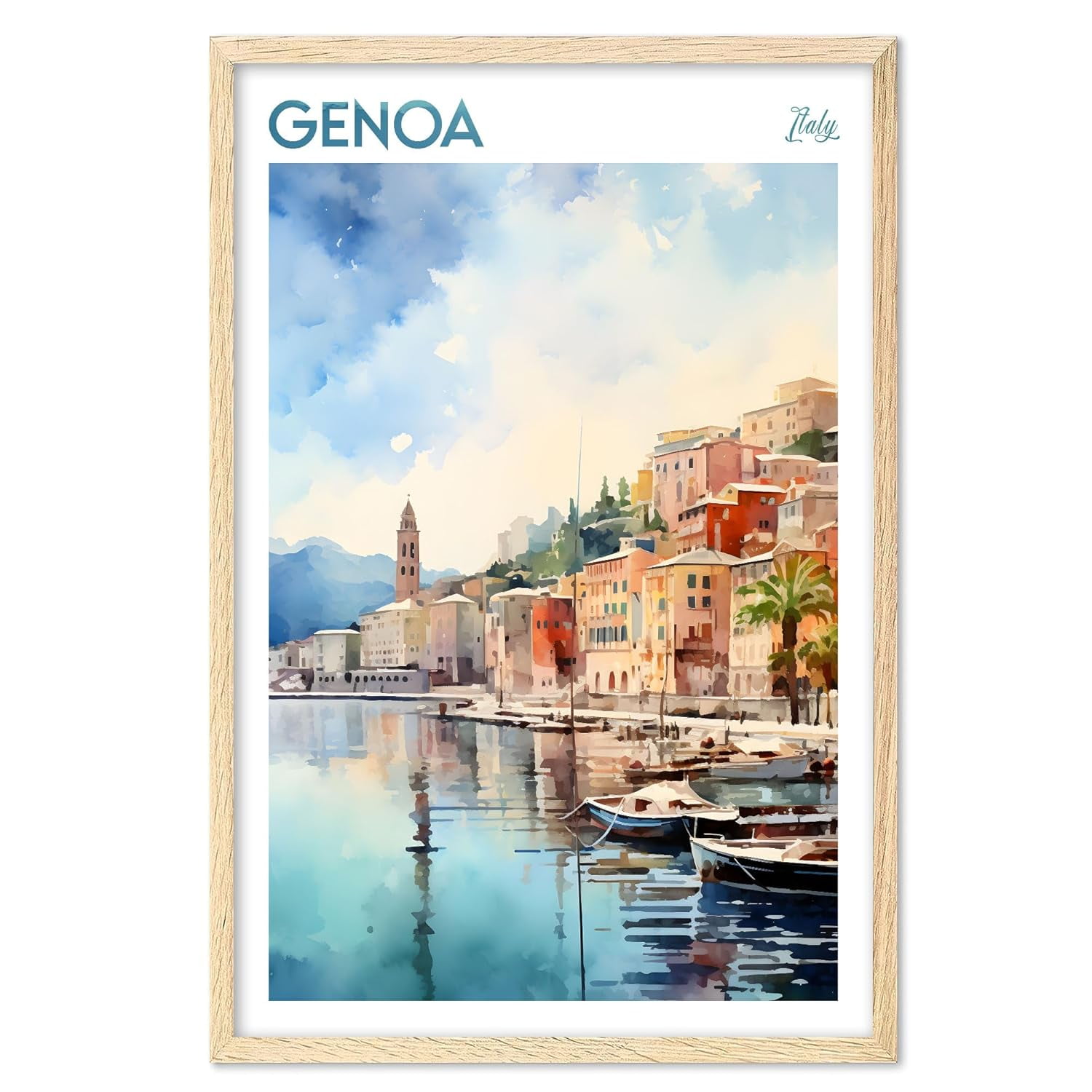 Eastern Print Genoa Poster, Italy Poster, Genoa Wall Art, Vintage Travel Posters, City Wall Art ...