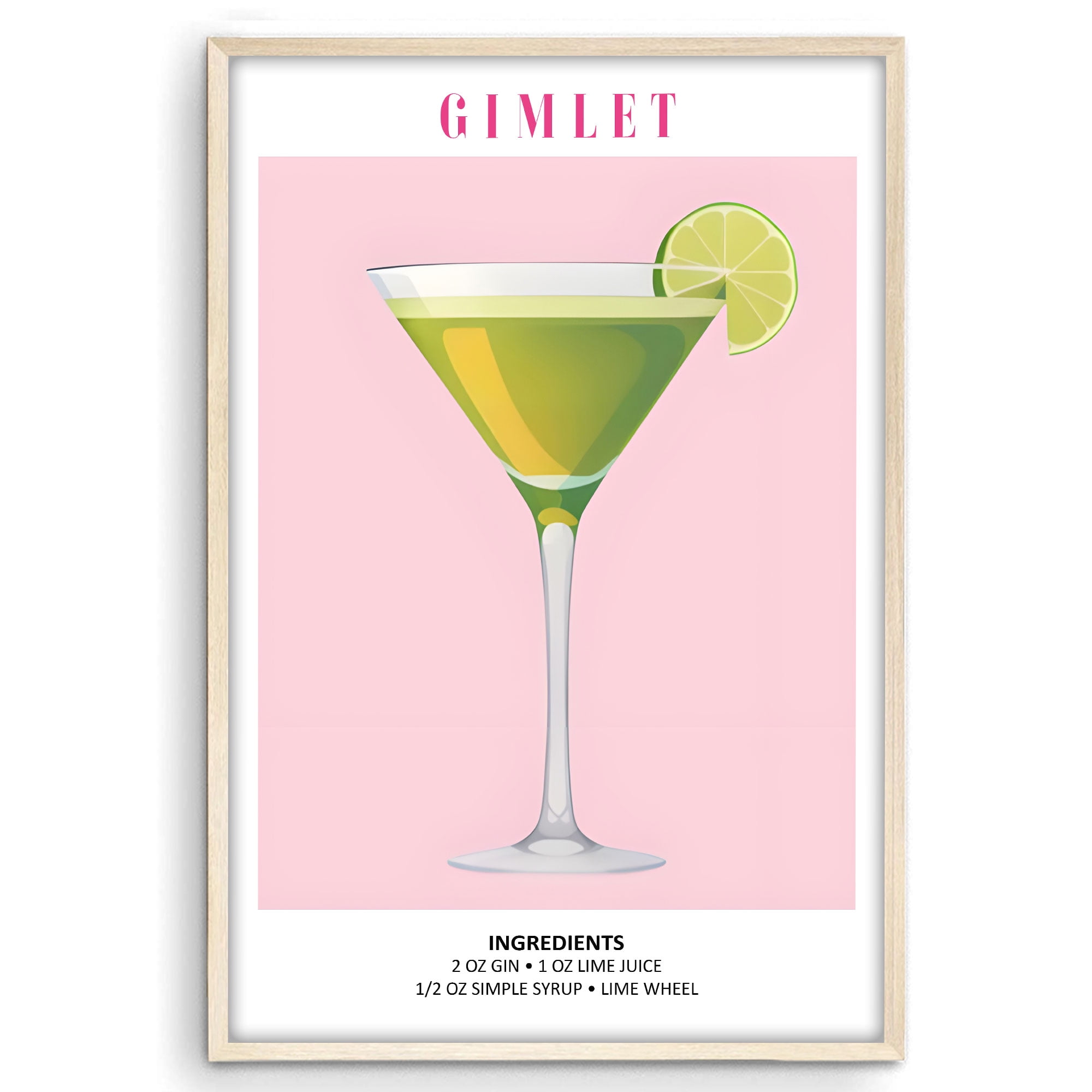 Eastern Print Gimlet Cocktail Poster Art, Bar Cart Liquor Poster, Bar ...
