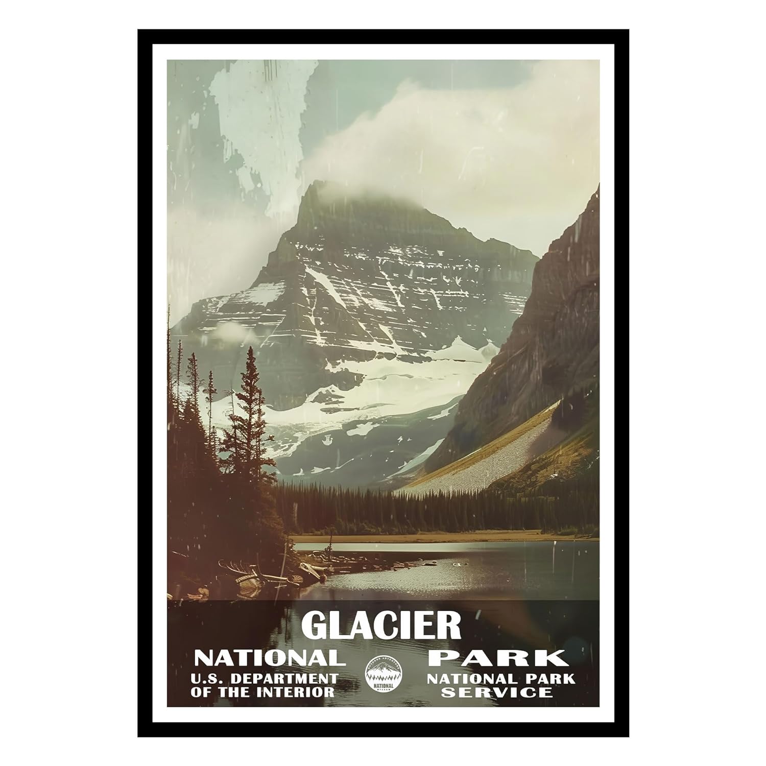 Eastern Print Glacier National Park Poster, National Park Painting ...