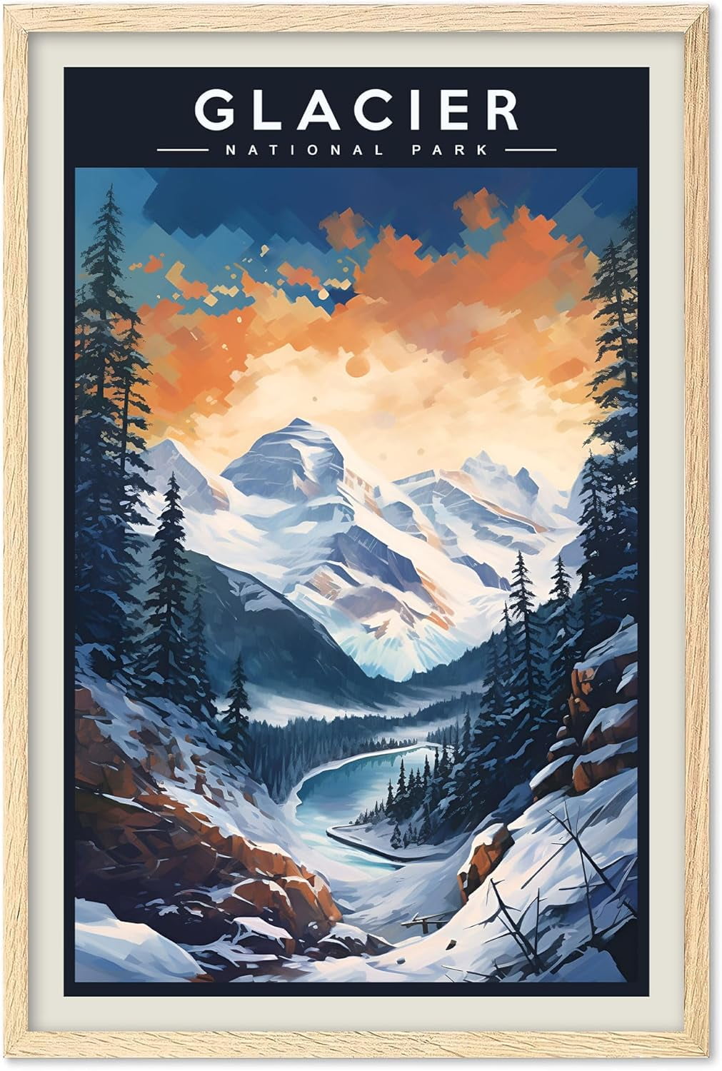 Eastern Print Glacier National Park Poster, National Park Wall Art ...