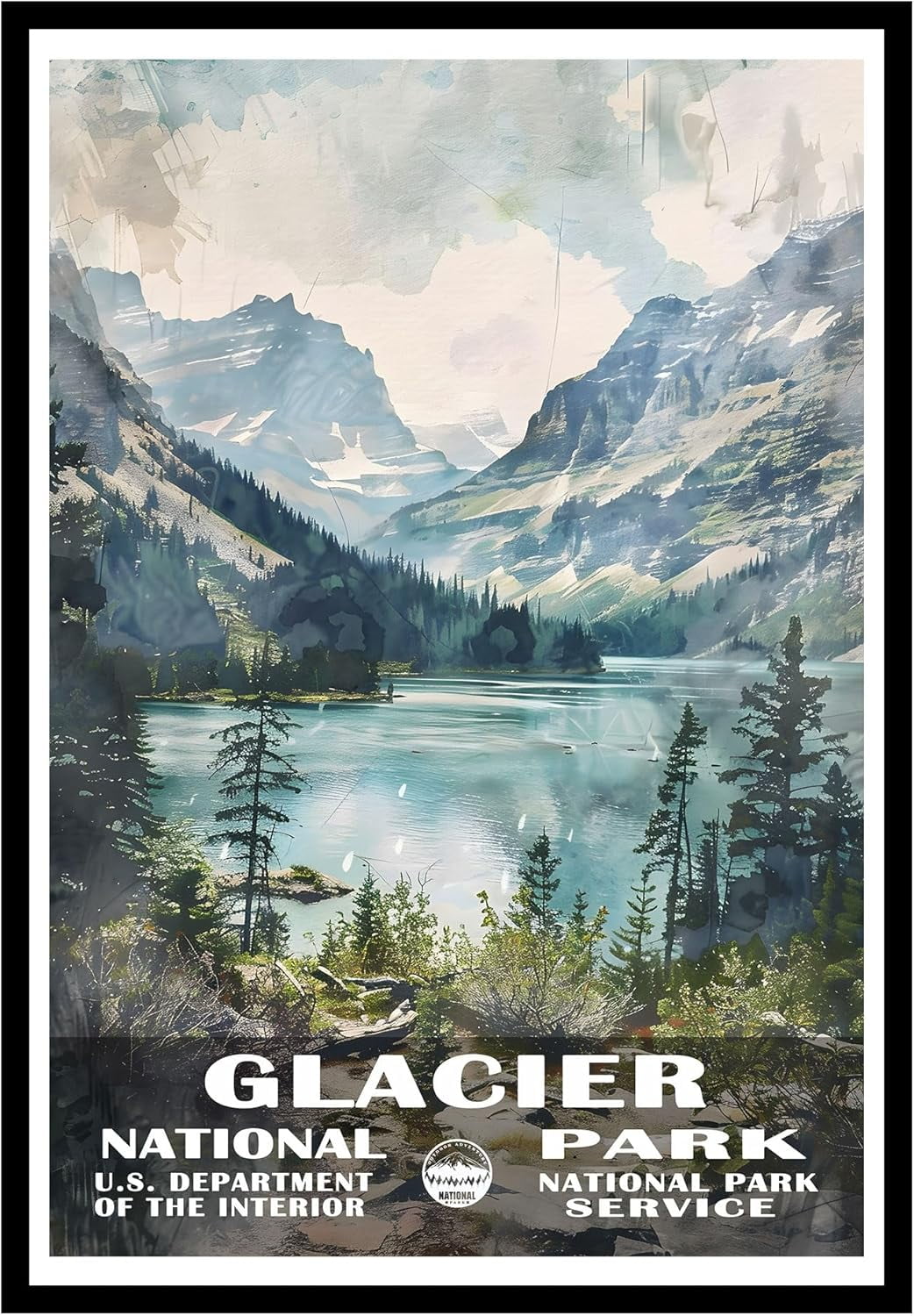 Eastern Print Glacier National Park Wall Art, National Parks Abstract ...
