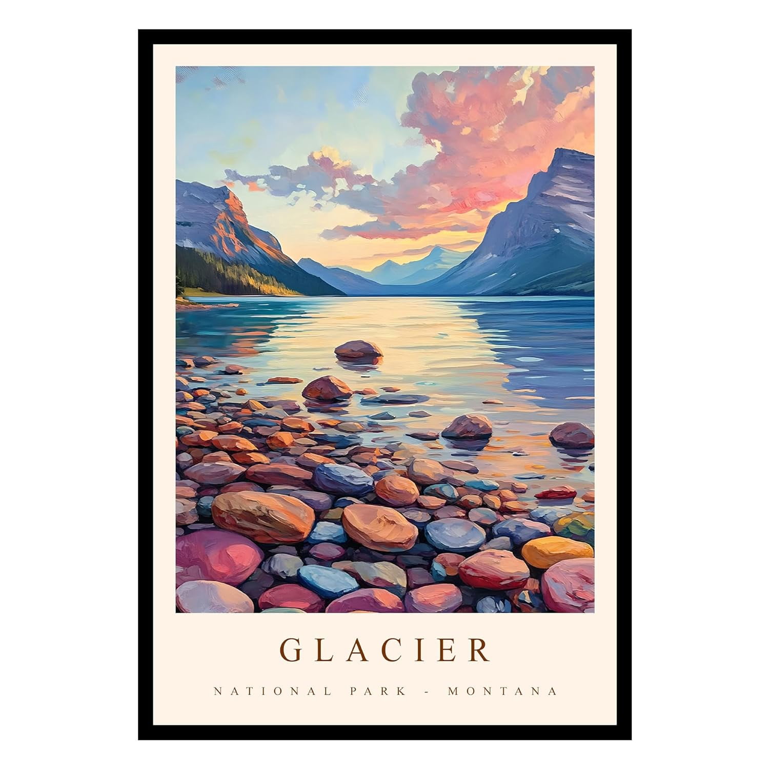 Eastern Print Glacier Poster, Glacier National Park Poster, Glacier ...