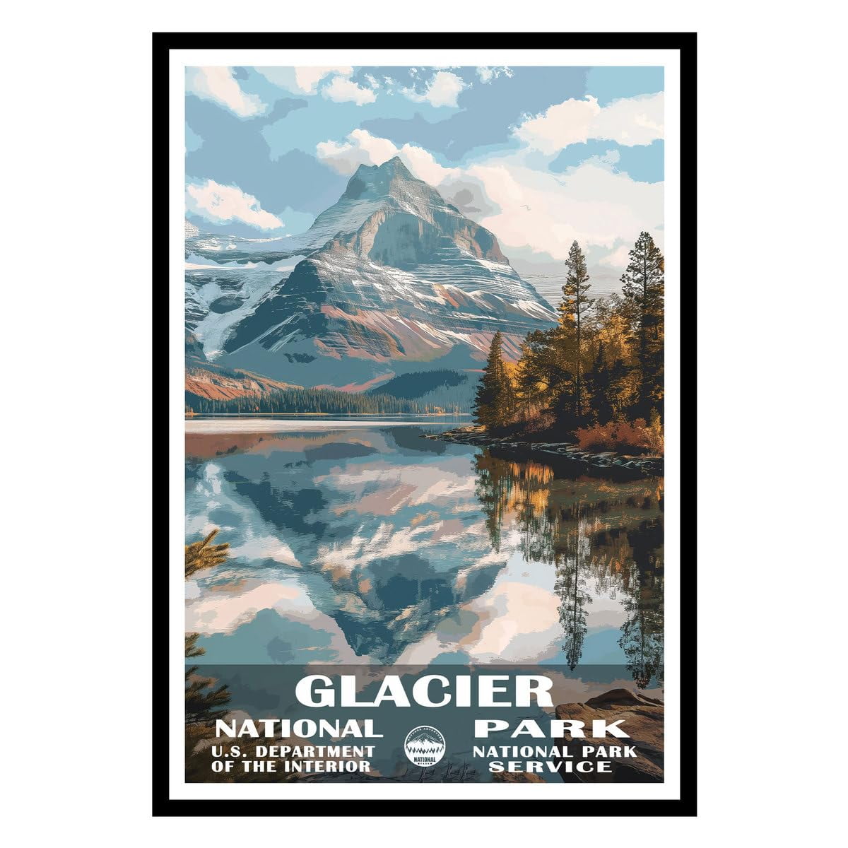 Eastern Print Glacier Poster, Glacier National Park Poster, Glacier ...