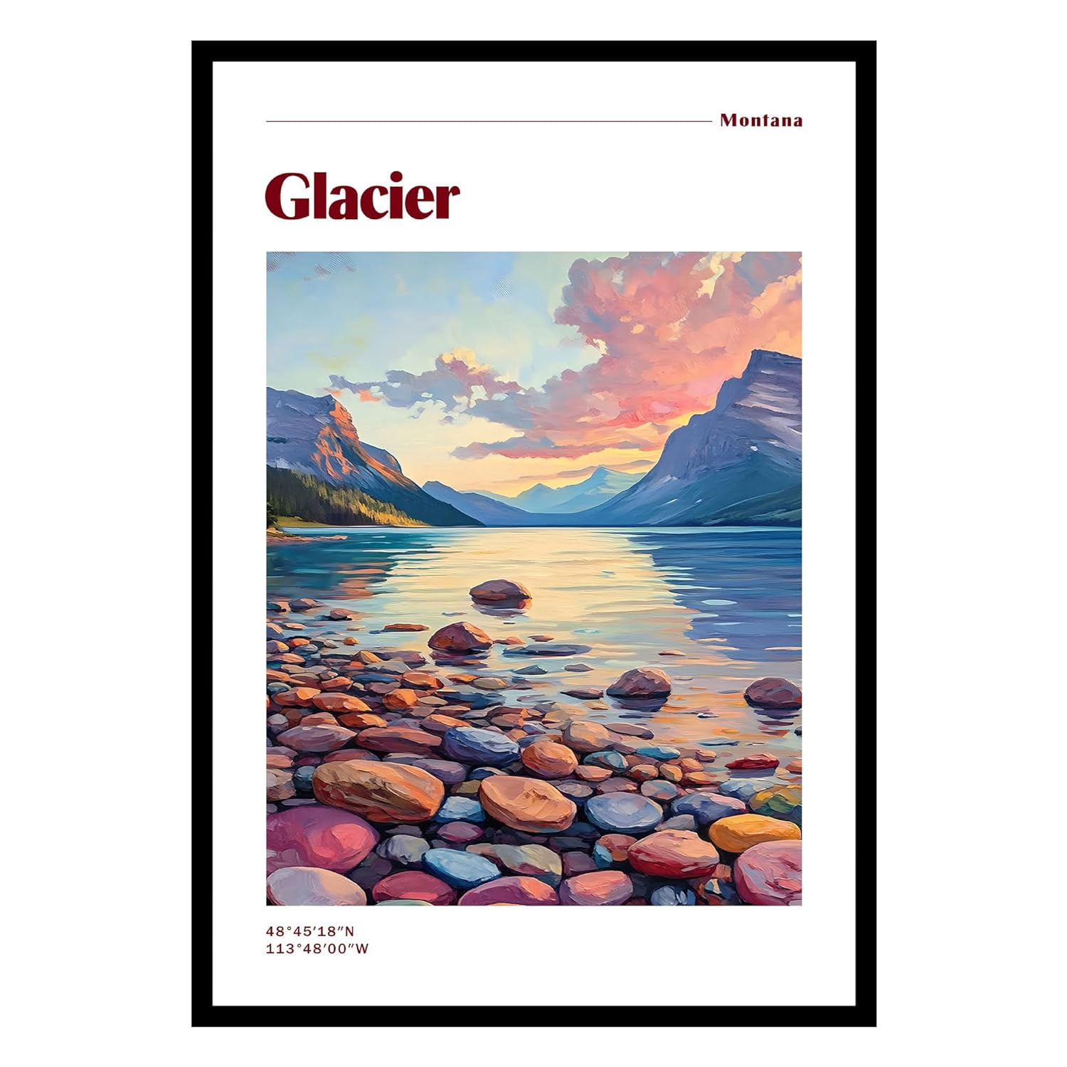 Eastern Print Glacier Poster, Glacier National Park Poster, Glacier ...