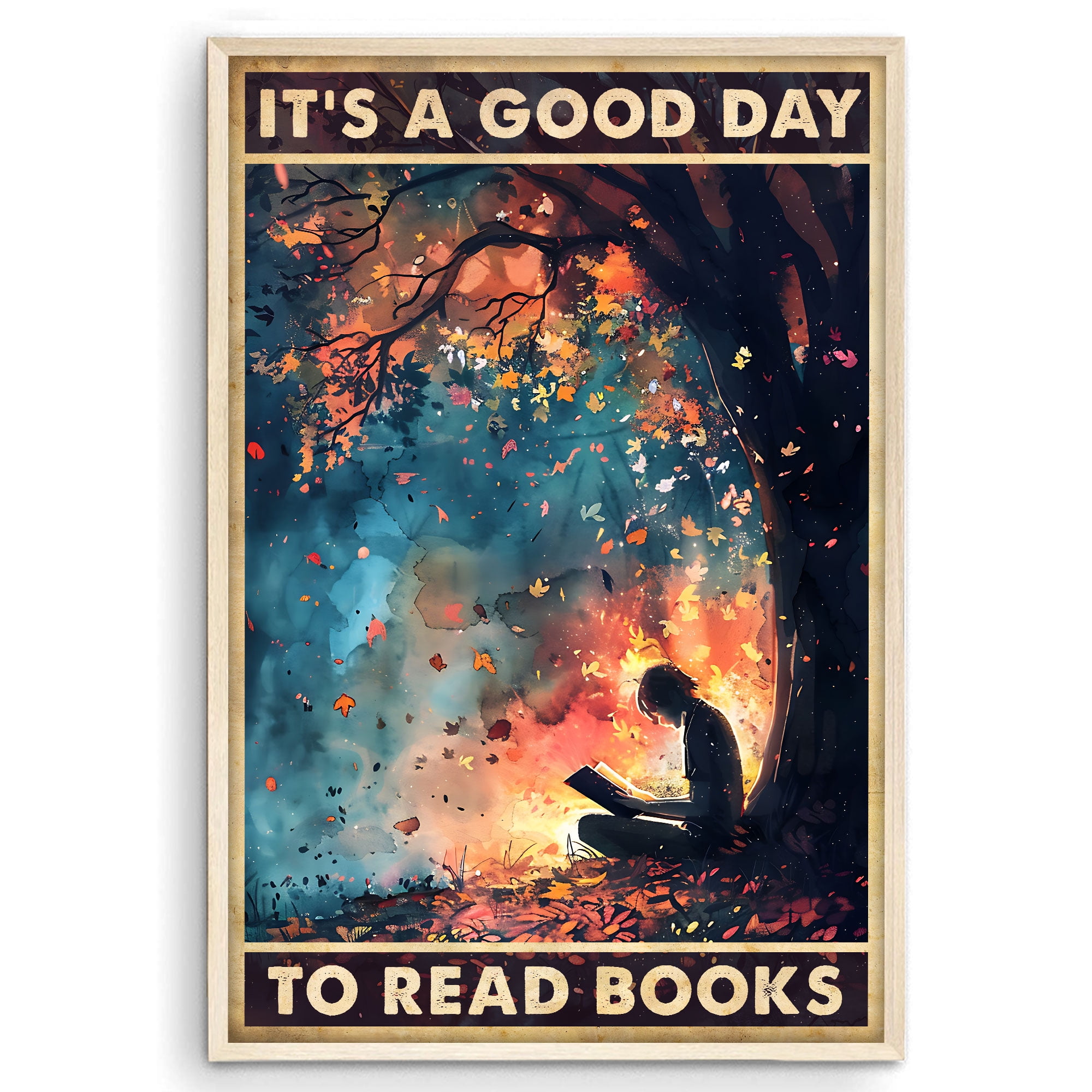 Eastern Print Good Day To Read Books Posters Wall Art, Under Tree Cozy ...