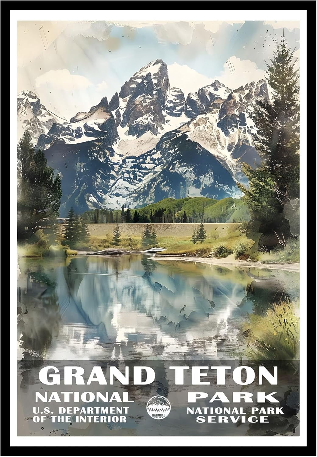 Eastern Print Grand Teton National Park Poster, National Park Wall Art ...