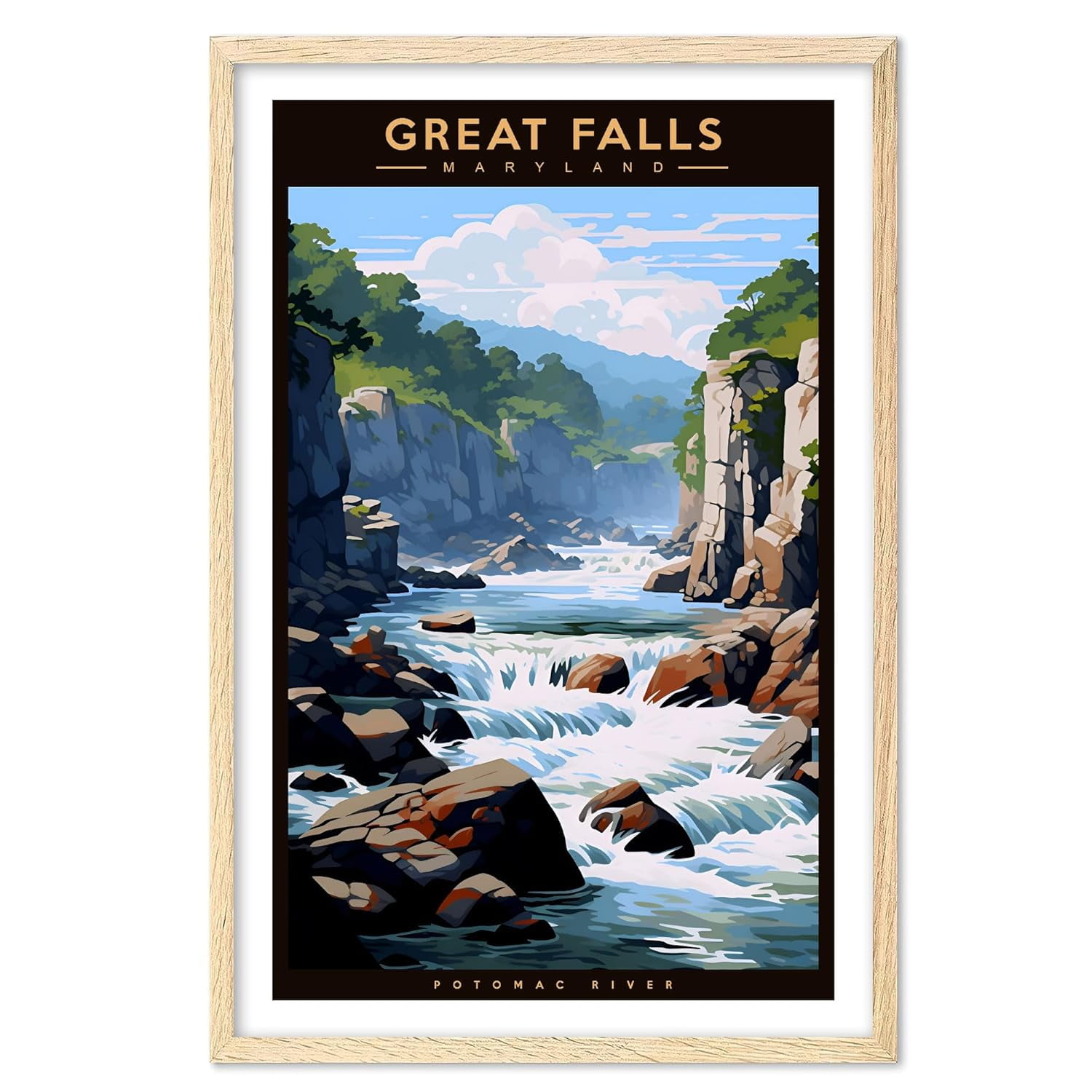 Eastern Print Great Falls Poster, Potomac River Poster, Great Falls ...