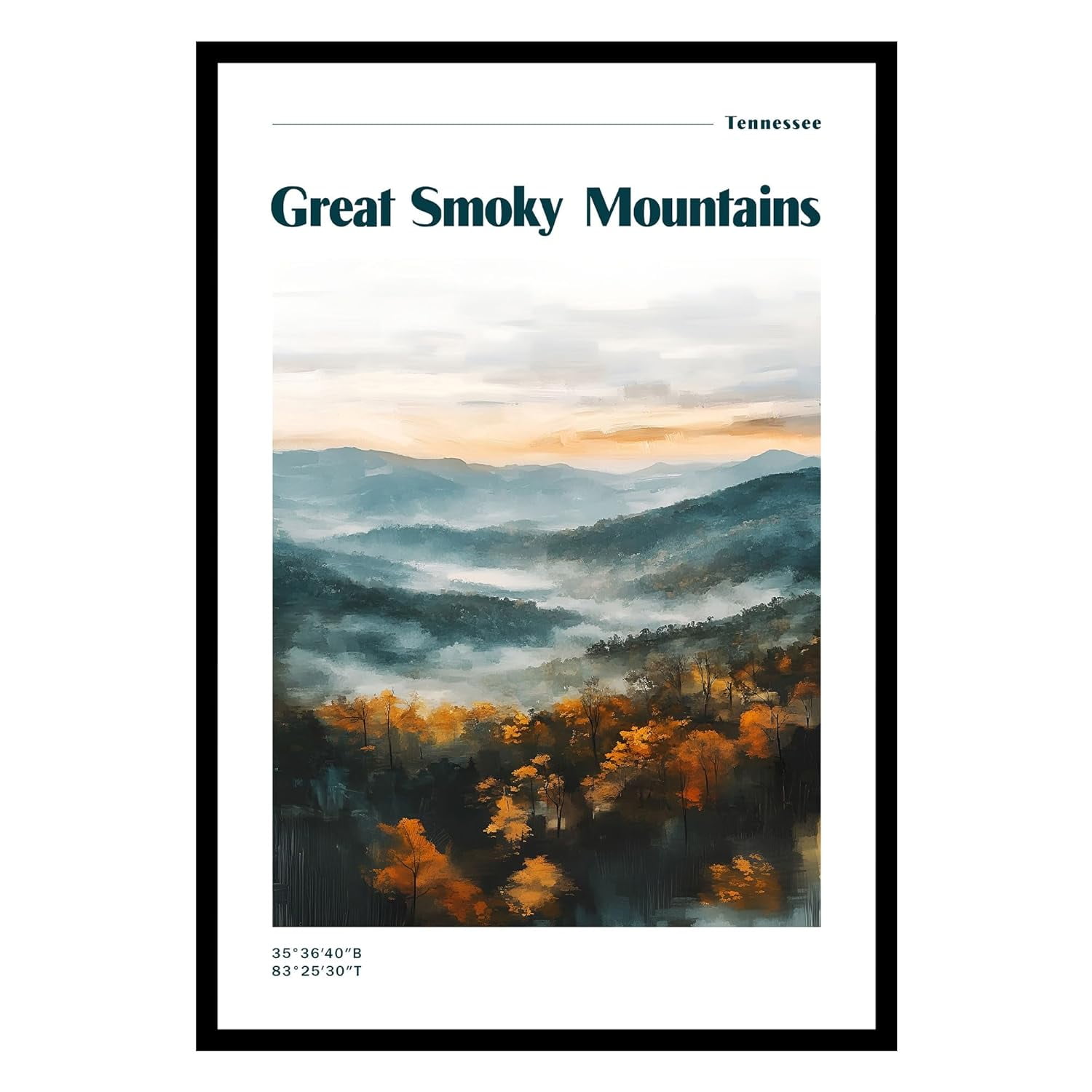 Eastern Print Great Smoky Mountains Poster, National Parks Poster ...
