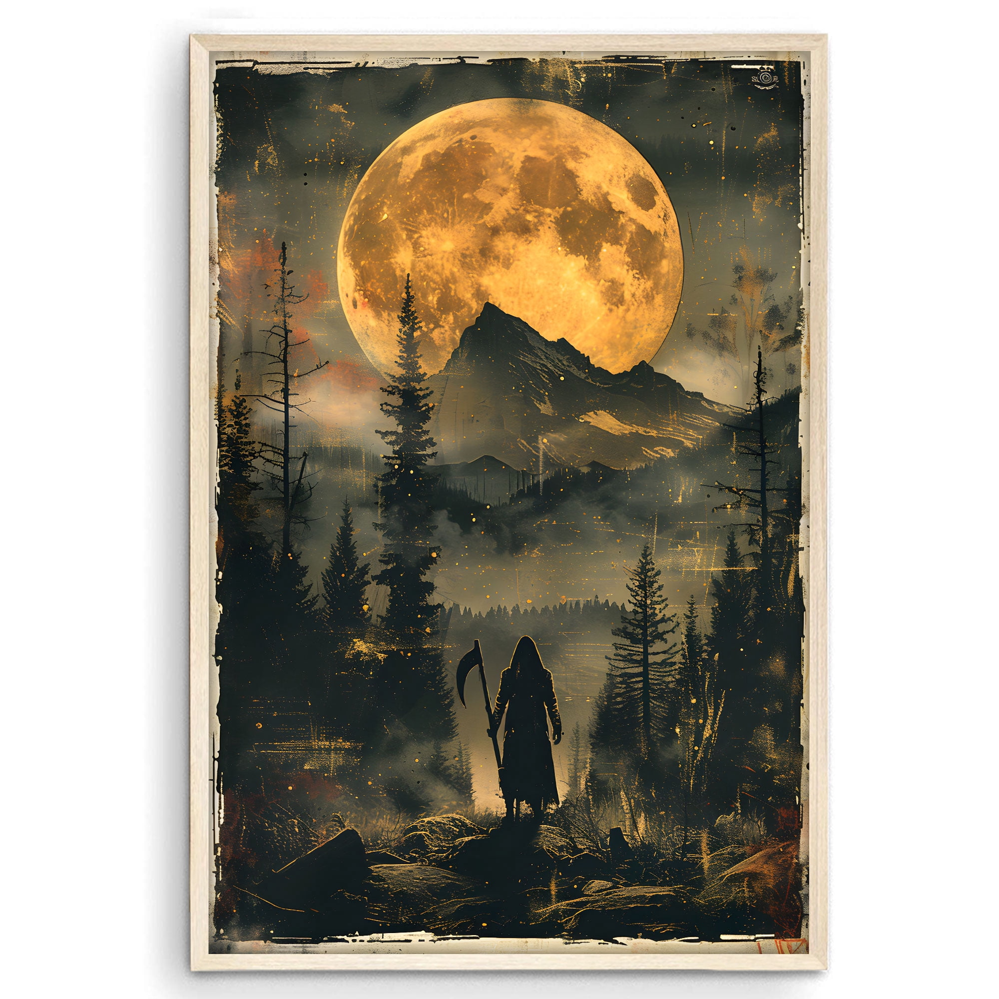 Eastern Print Grim Reaper Wall Art Posters, Dark Academia Retro Vintage ...
