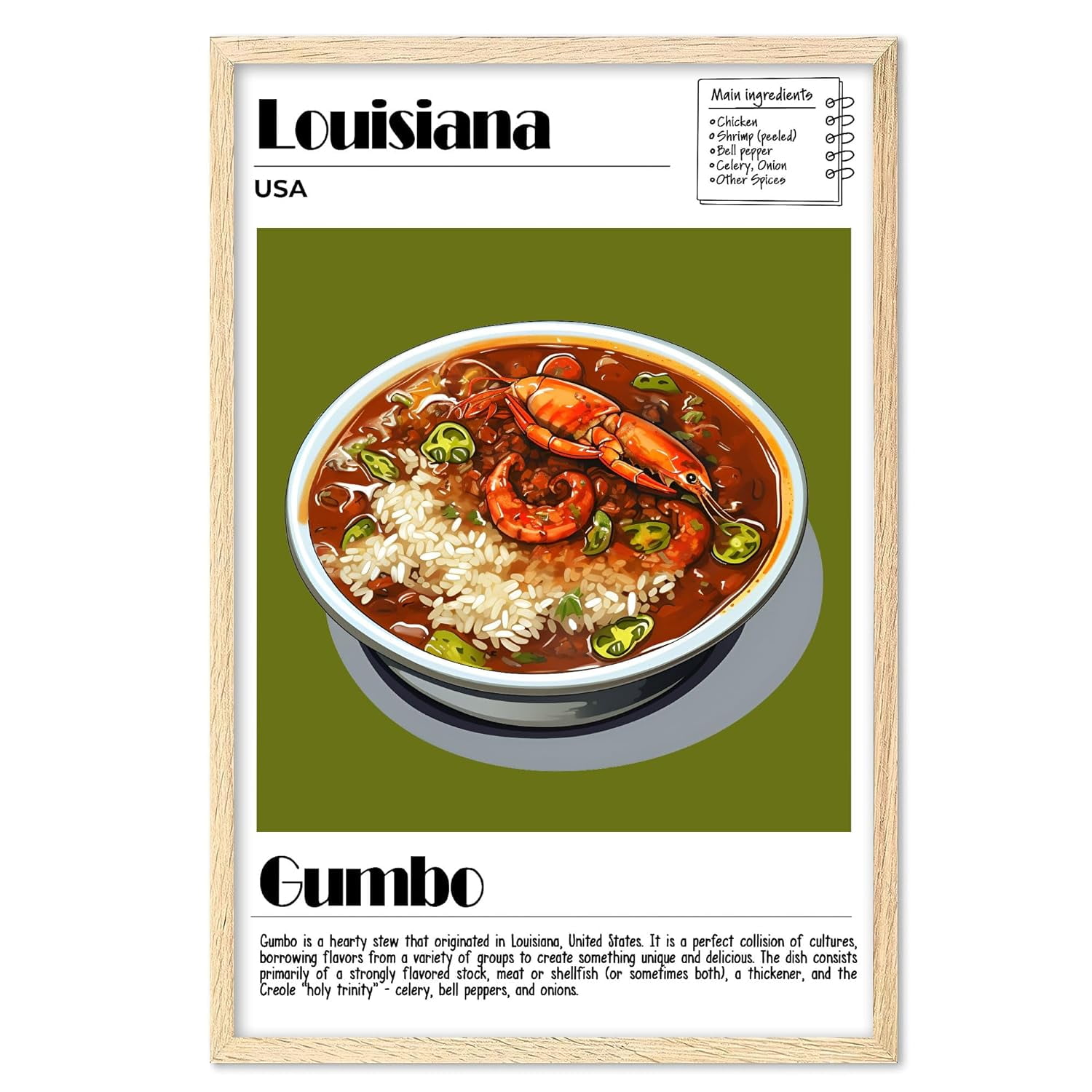 Eastern Print Gumbo Poster, Food Wall Art, USA Food Print, Modern ...