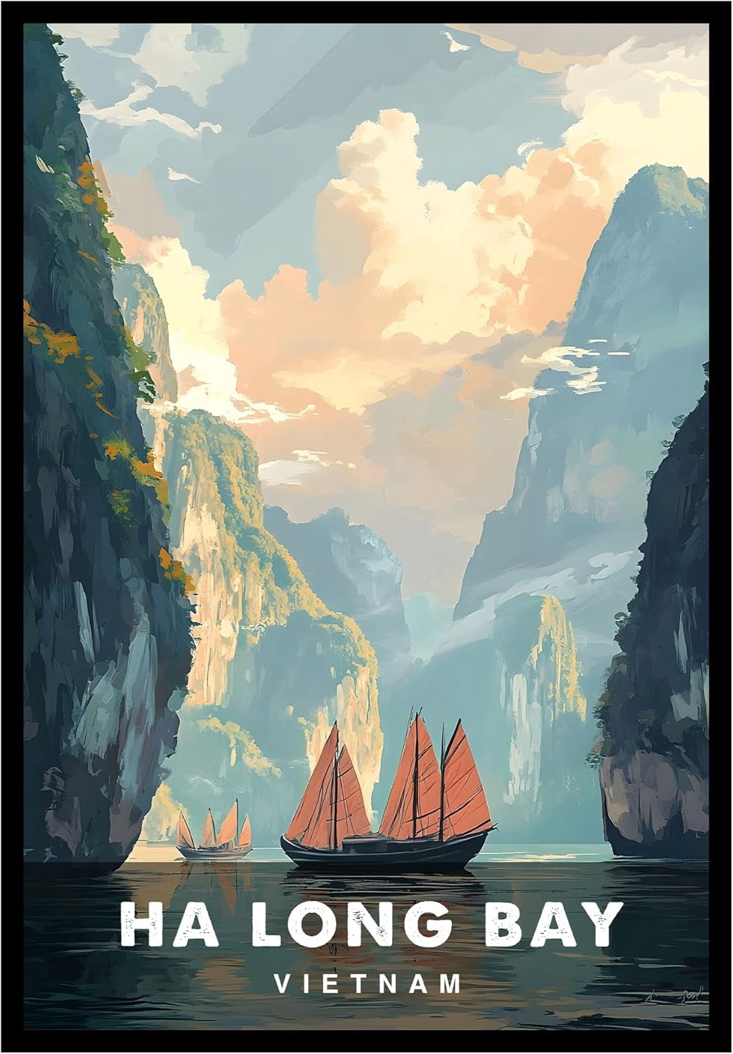 Eastern Print Ha Long Bay Poster, Vietnam Poster, Ha Long Bay Wall Art ...